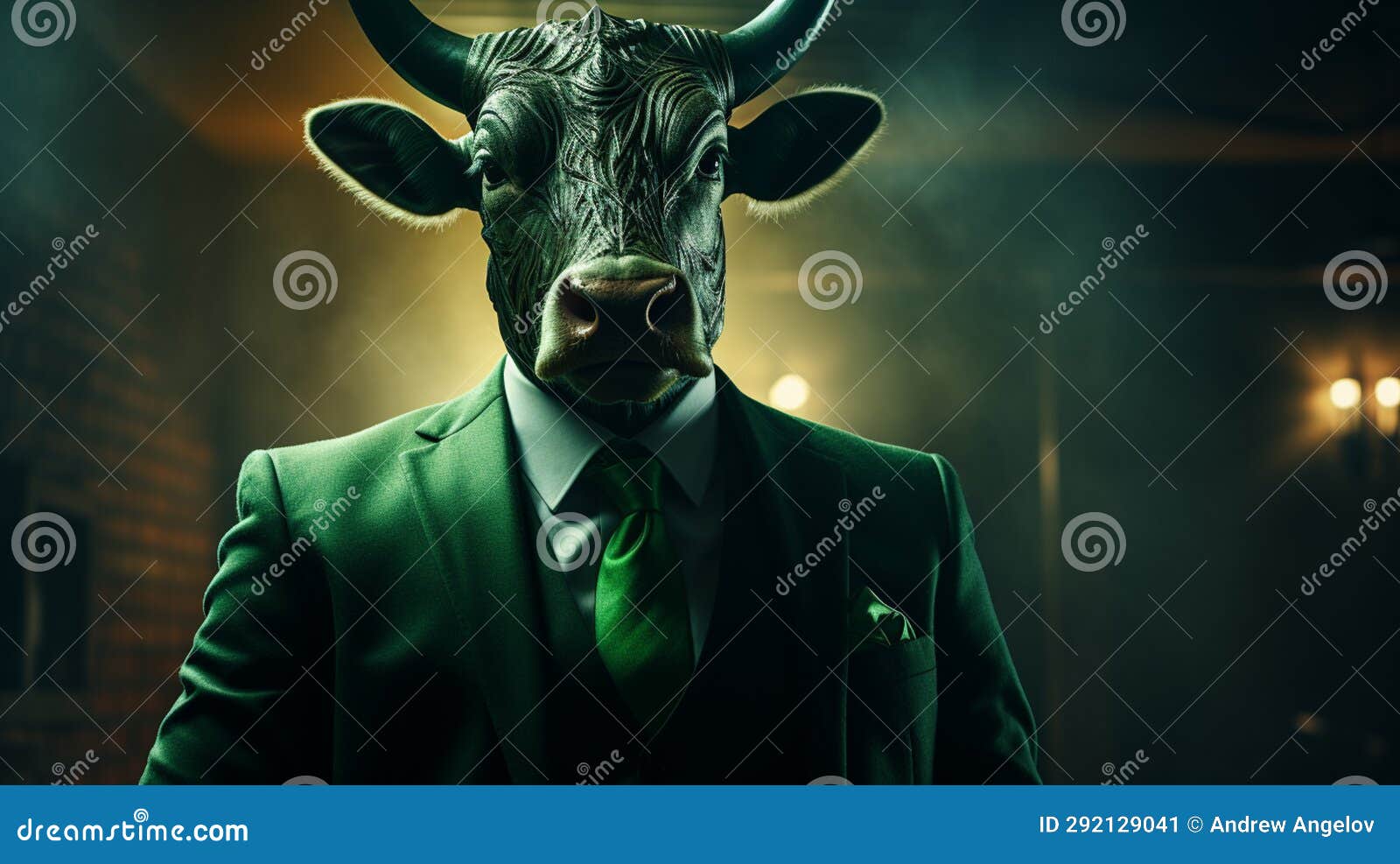Business Man with Bull Head Stock Illustration - Illustration of ...