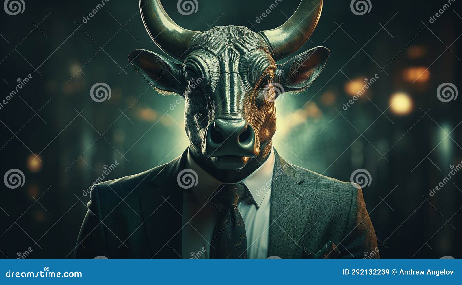 Business Man with Bull Head Stock Illustration - Illustration of funny ...