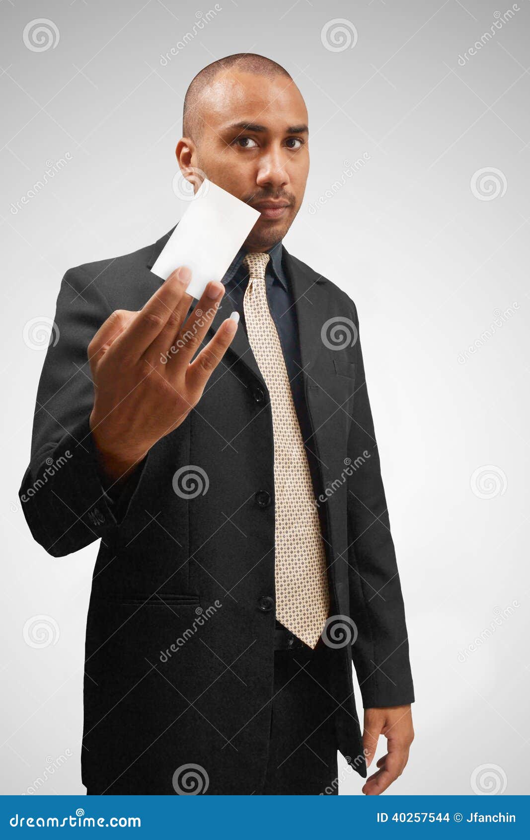 Business Man with Business Card Stock Photo - Image of card, shoulder ...