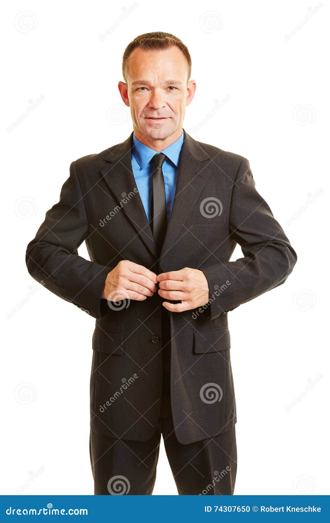 Business Man Buttoning Up His Suit Stock Photo - Image of close, head ...