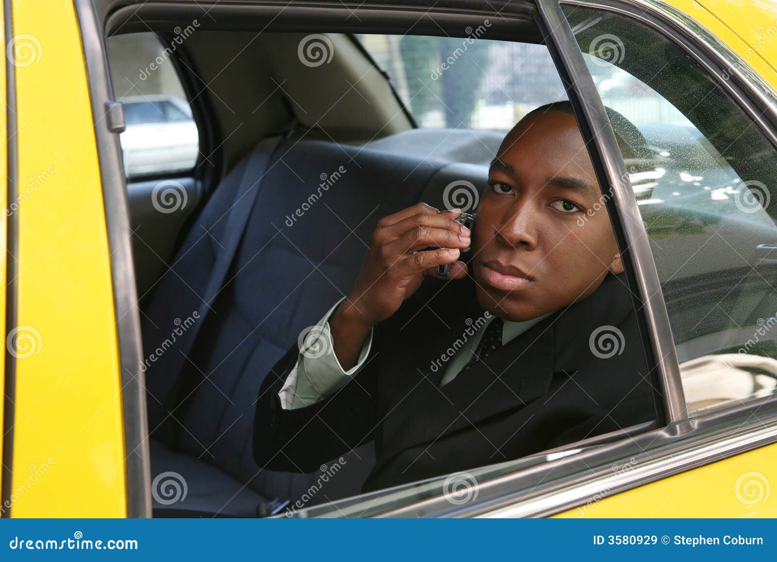 Business man in cab stock image. Image of talking, black - 3580929
