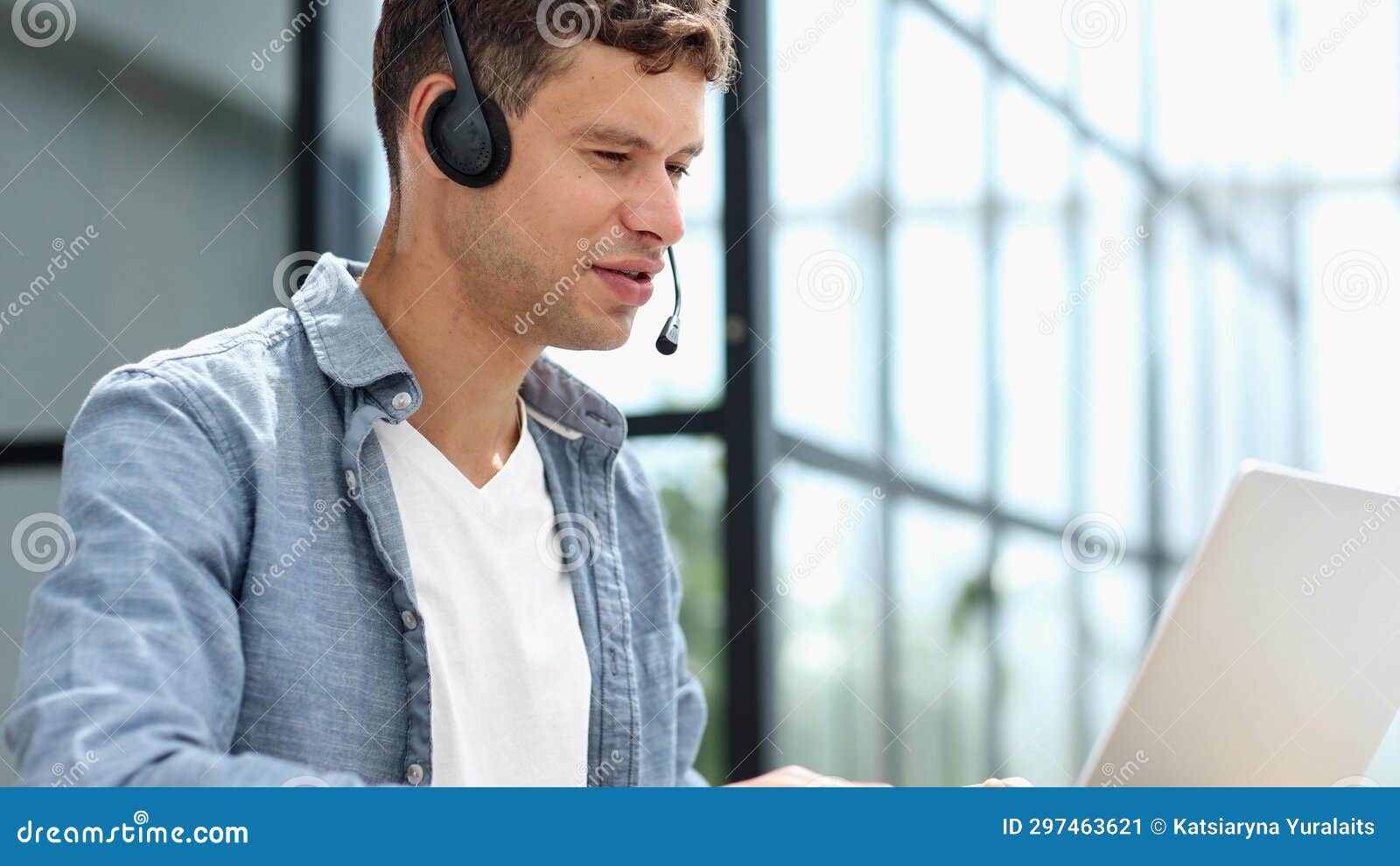 Business Man, Call Center and Web Support Communication at a Computer ...