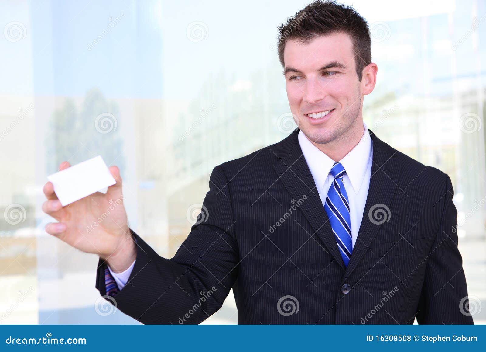 Business Man with Card stock photo. Image of adult, message - 16308508