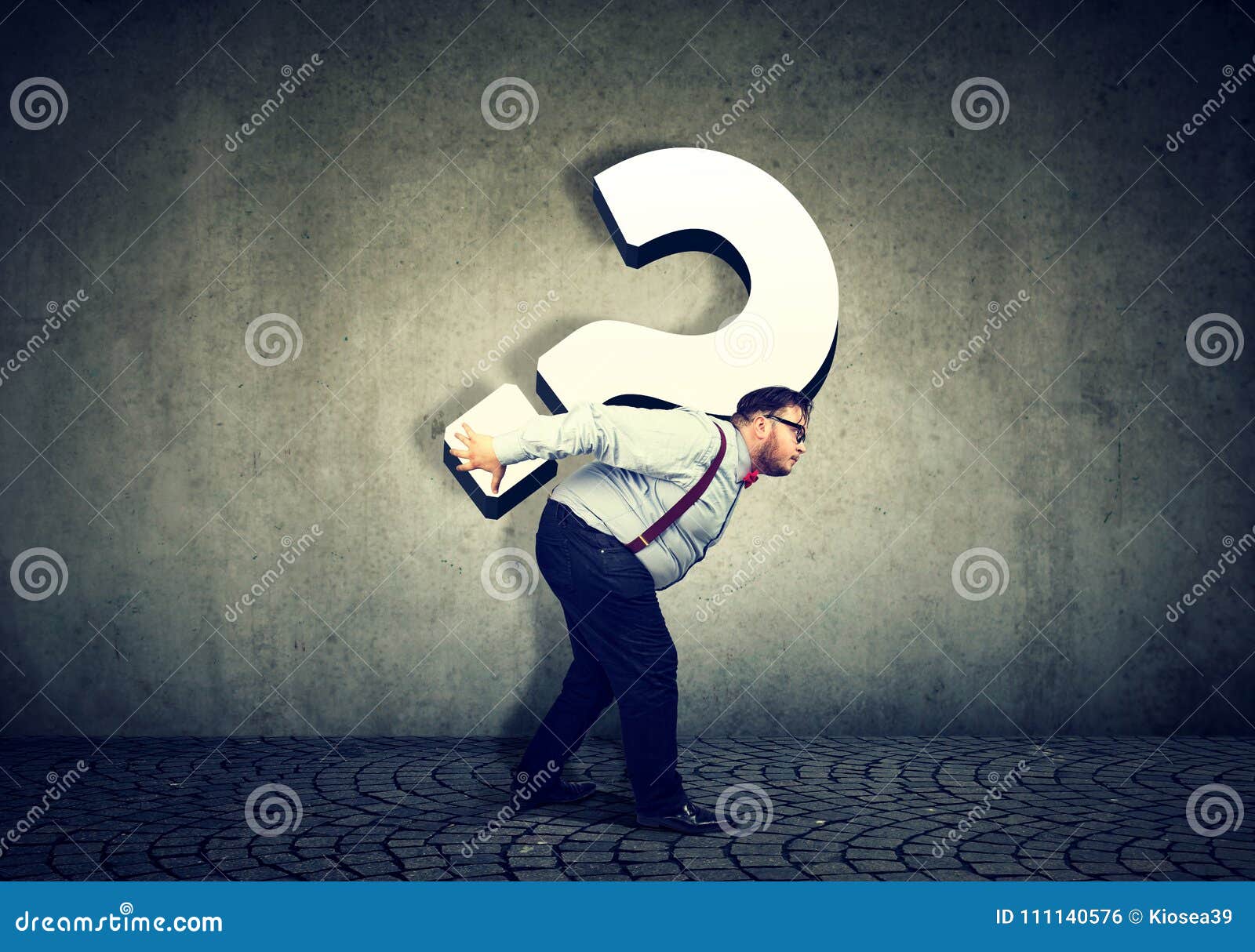 Business Man Carrying Big Question Mark Stock Photo - Image of advice ...