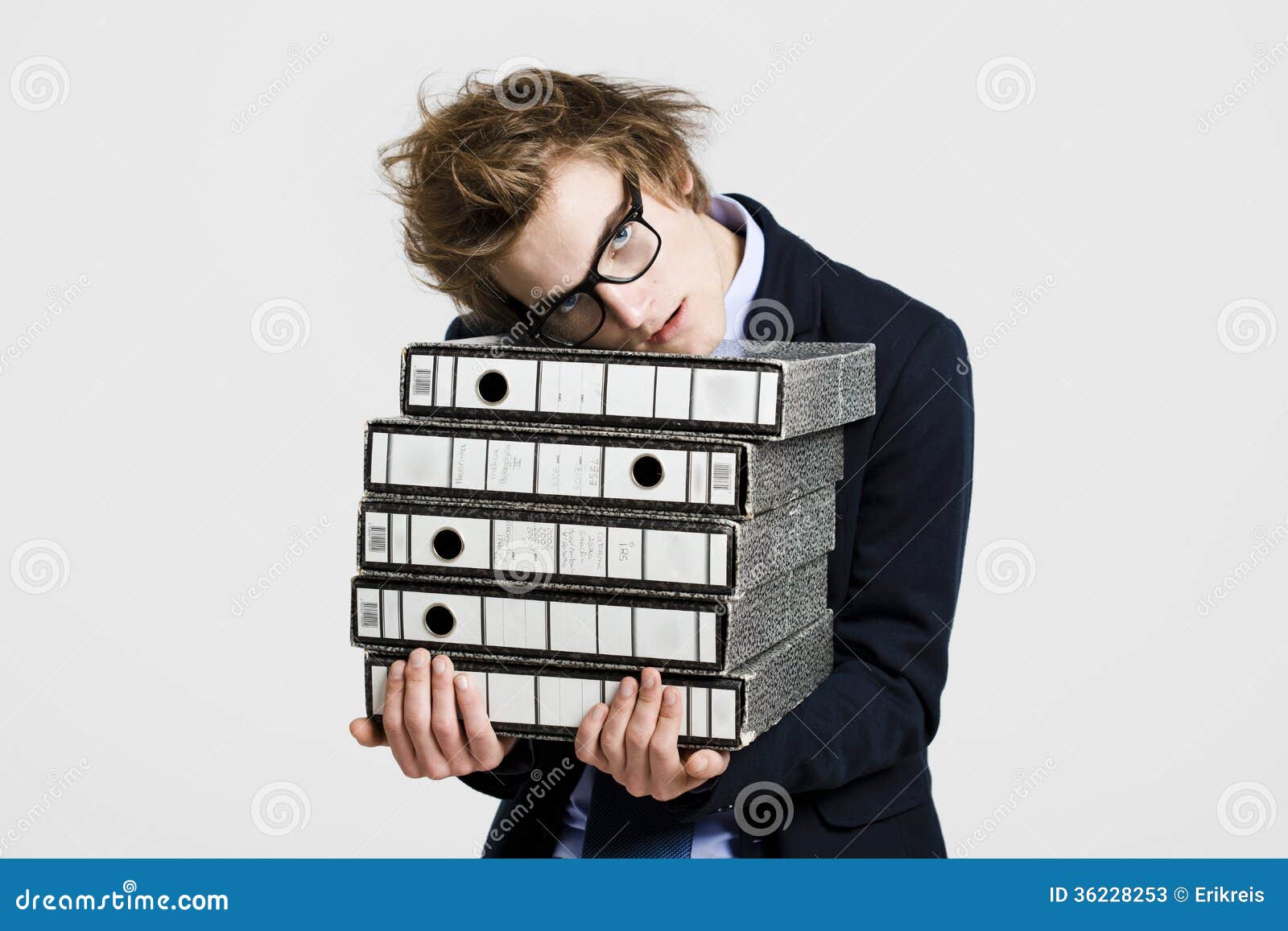 Business Man Carrying Folders Stock Image - Image of fatigue ...