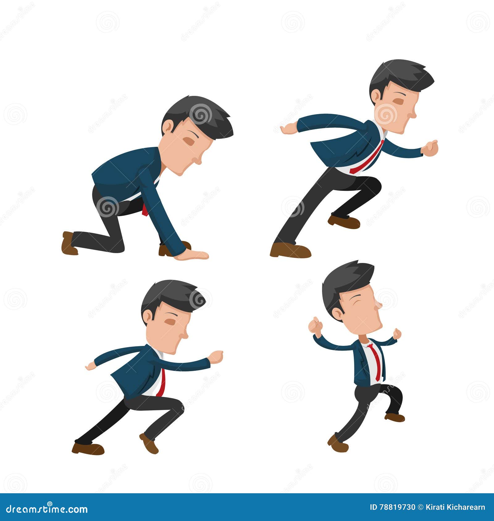 Business Man Cartoon Action Run Vector Stock Vector - Illustration of ...