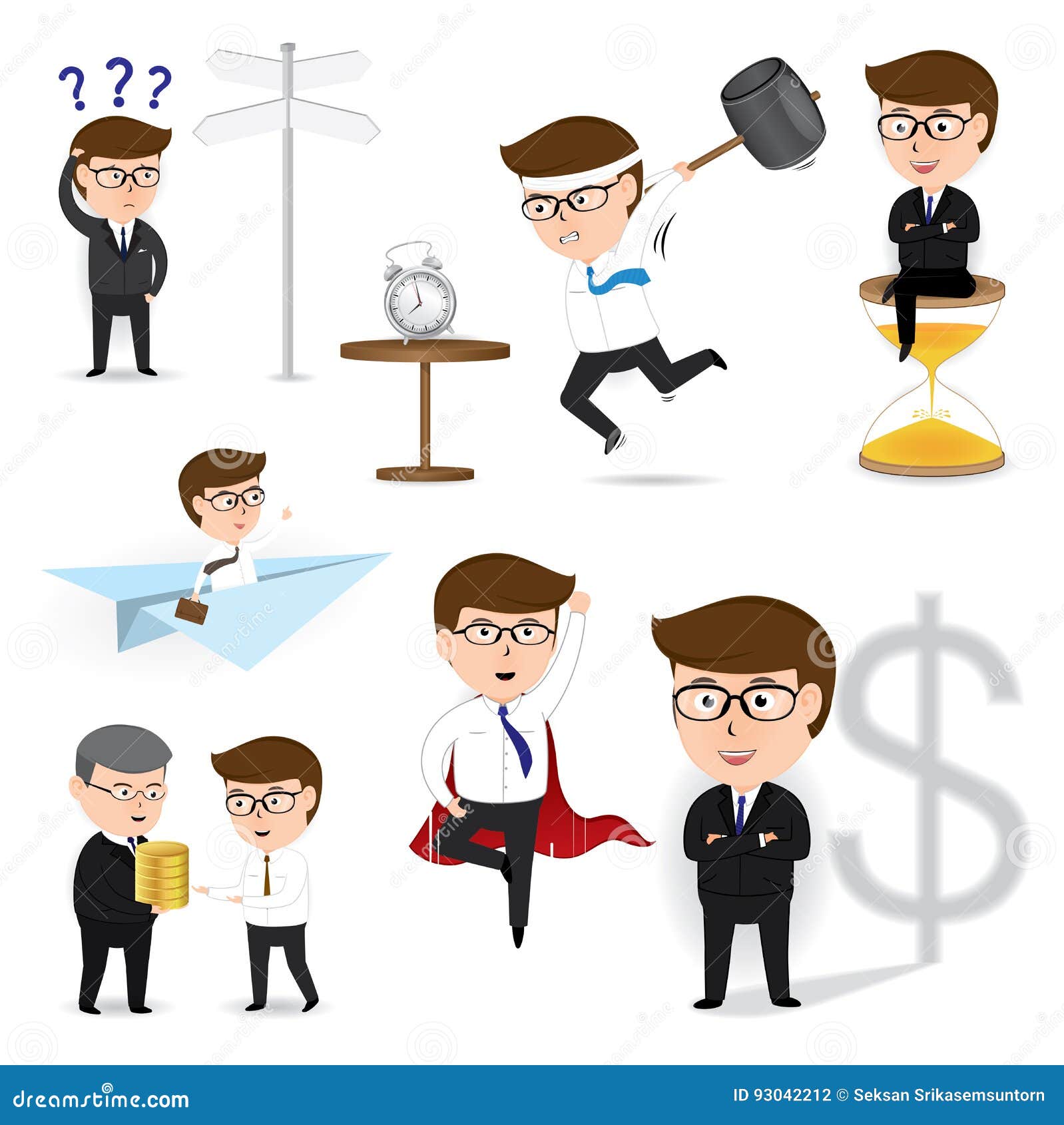 Business man cartoon set stock vector. Illustration of concept - 93042212