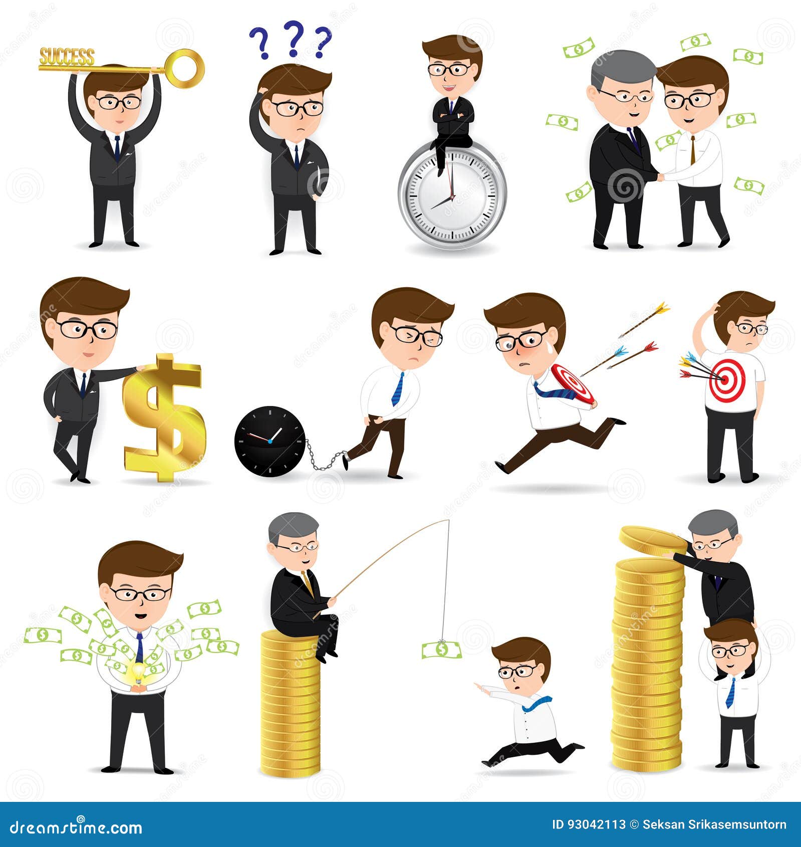 Business man cartoon set stock vector. Illustration of cartoon - 93042113