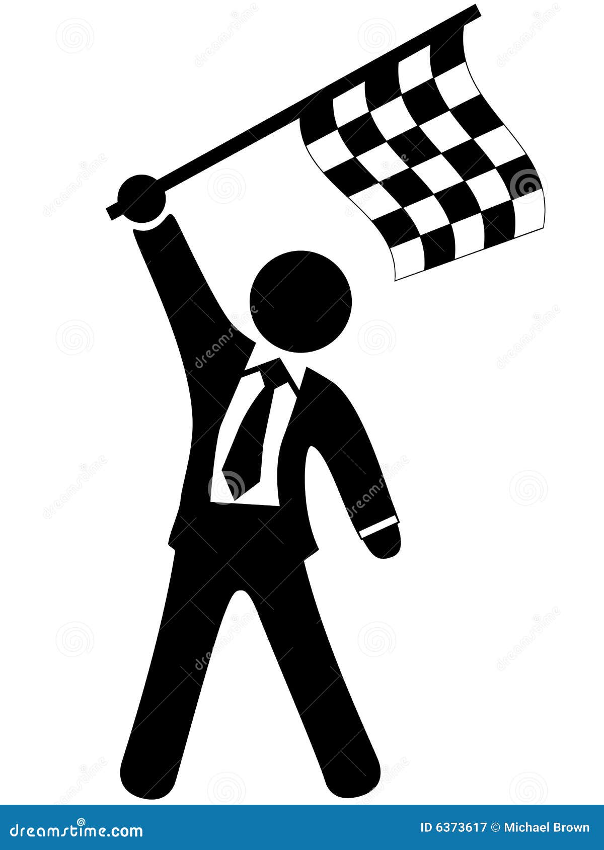 Business Man Celebrates Victory Checkered Flag Stock Vector ...