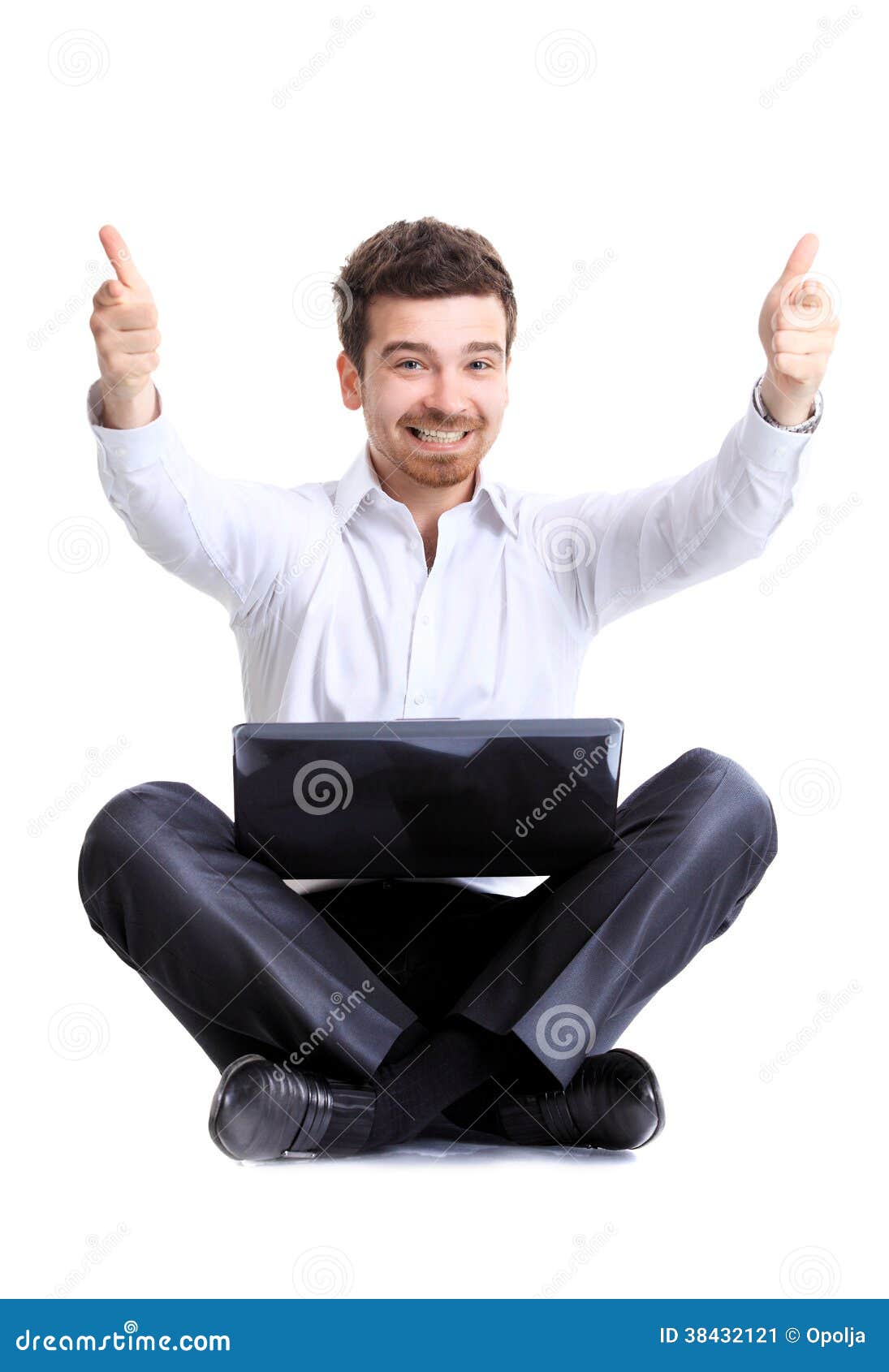 Business Man Celebrating His Success with Laptop Stock Image - Image of ...