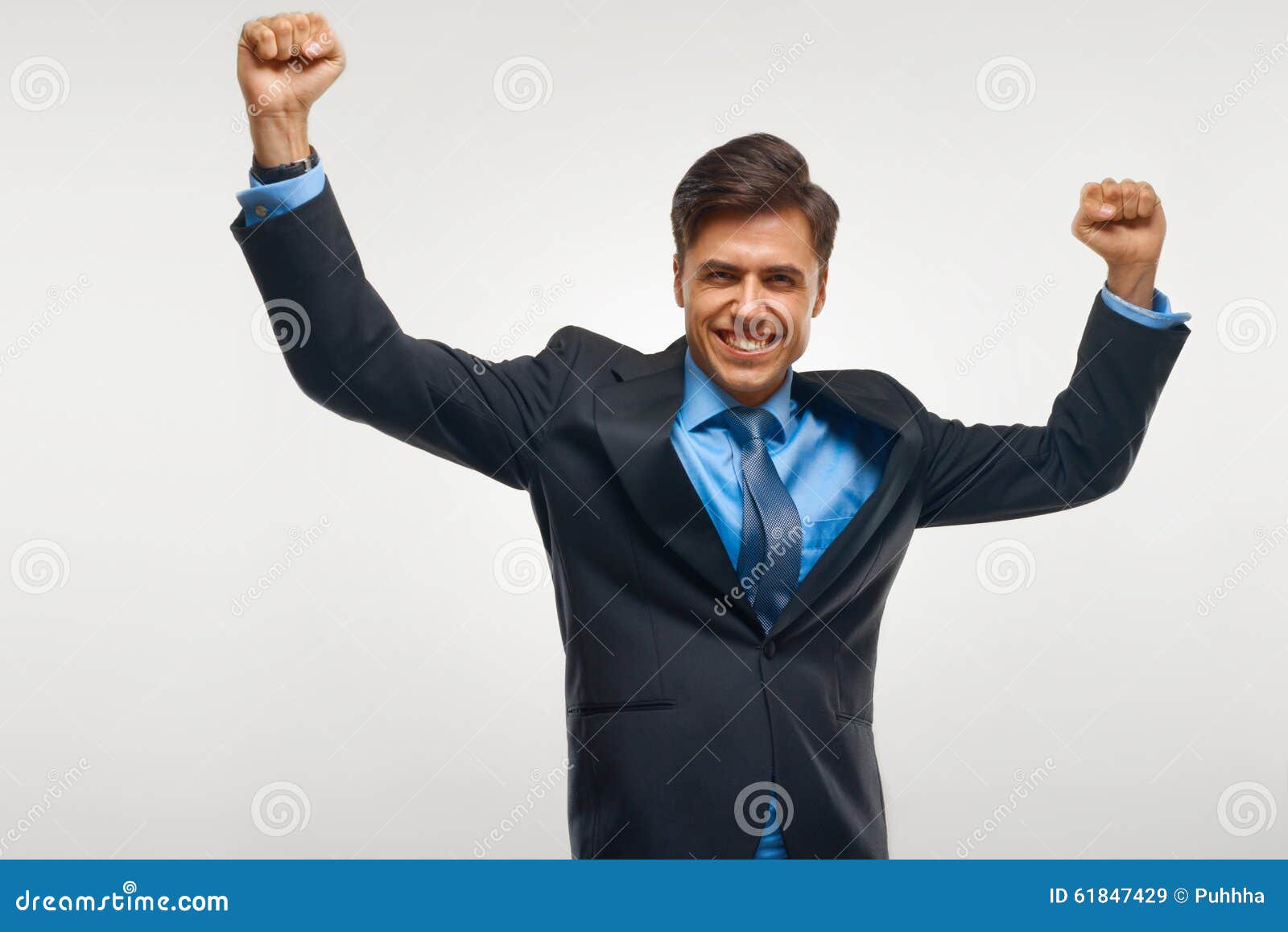 Business Man Celebrating Success Against White Background Stock Image ...