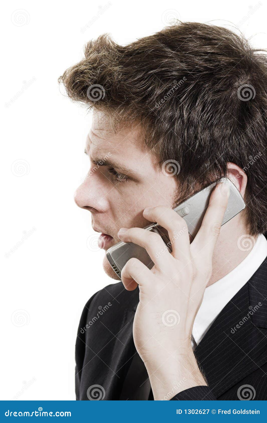 Business Man on Cell Phone Over White Stock Image - Image of ...