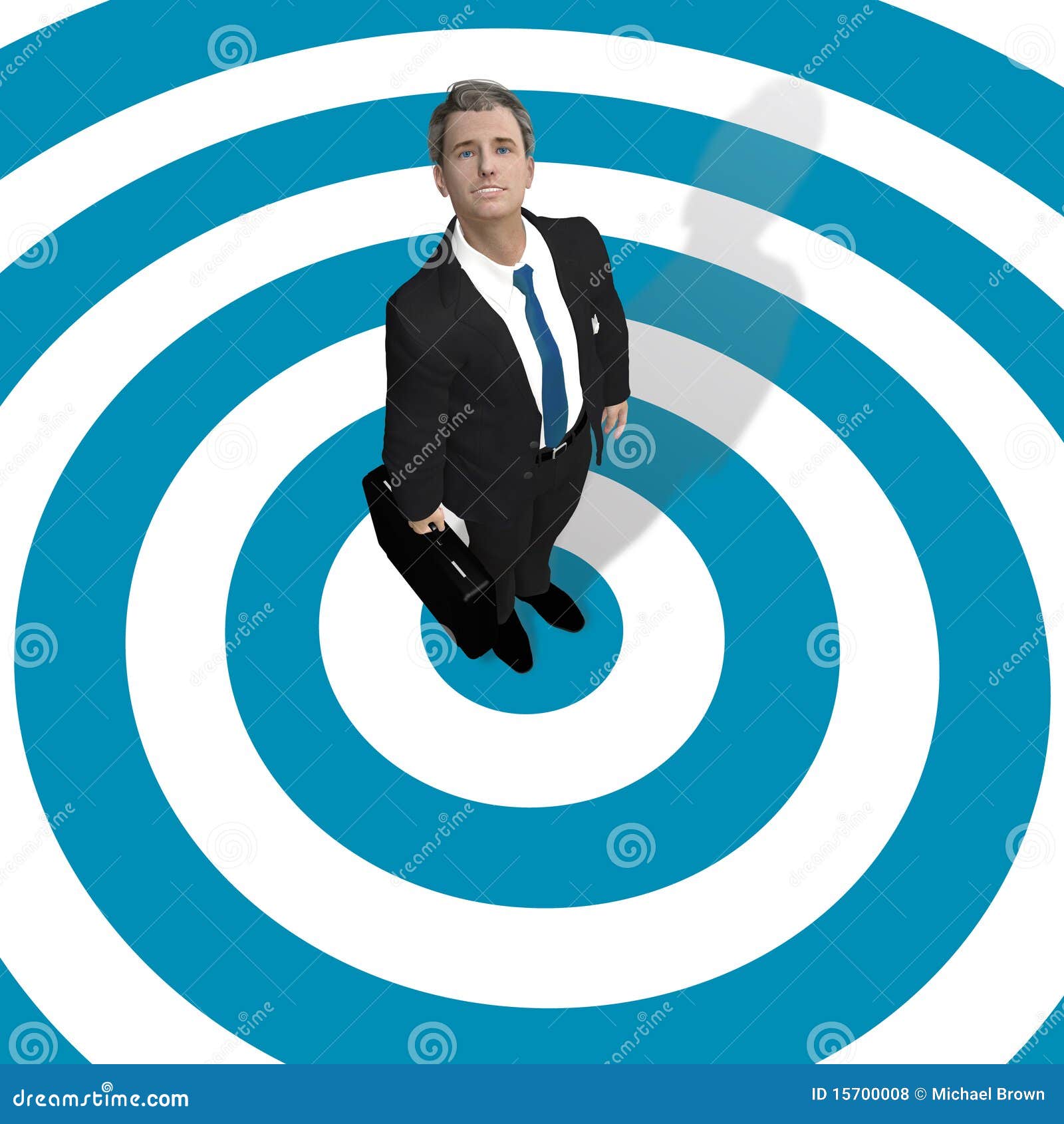 Business Man in Center of Blue Target Stock Illustration - Illustration ...