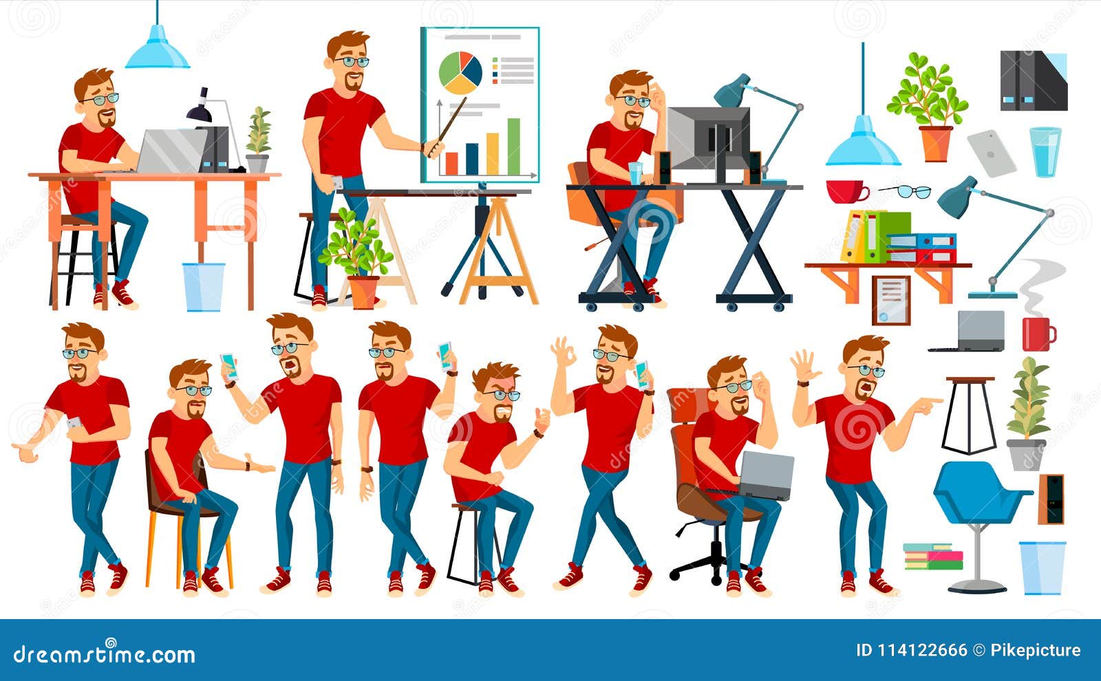 Business Man Character Vector. Working People Set. Office, Creative ...