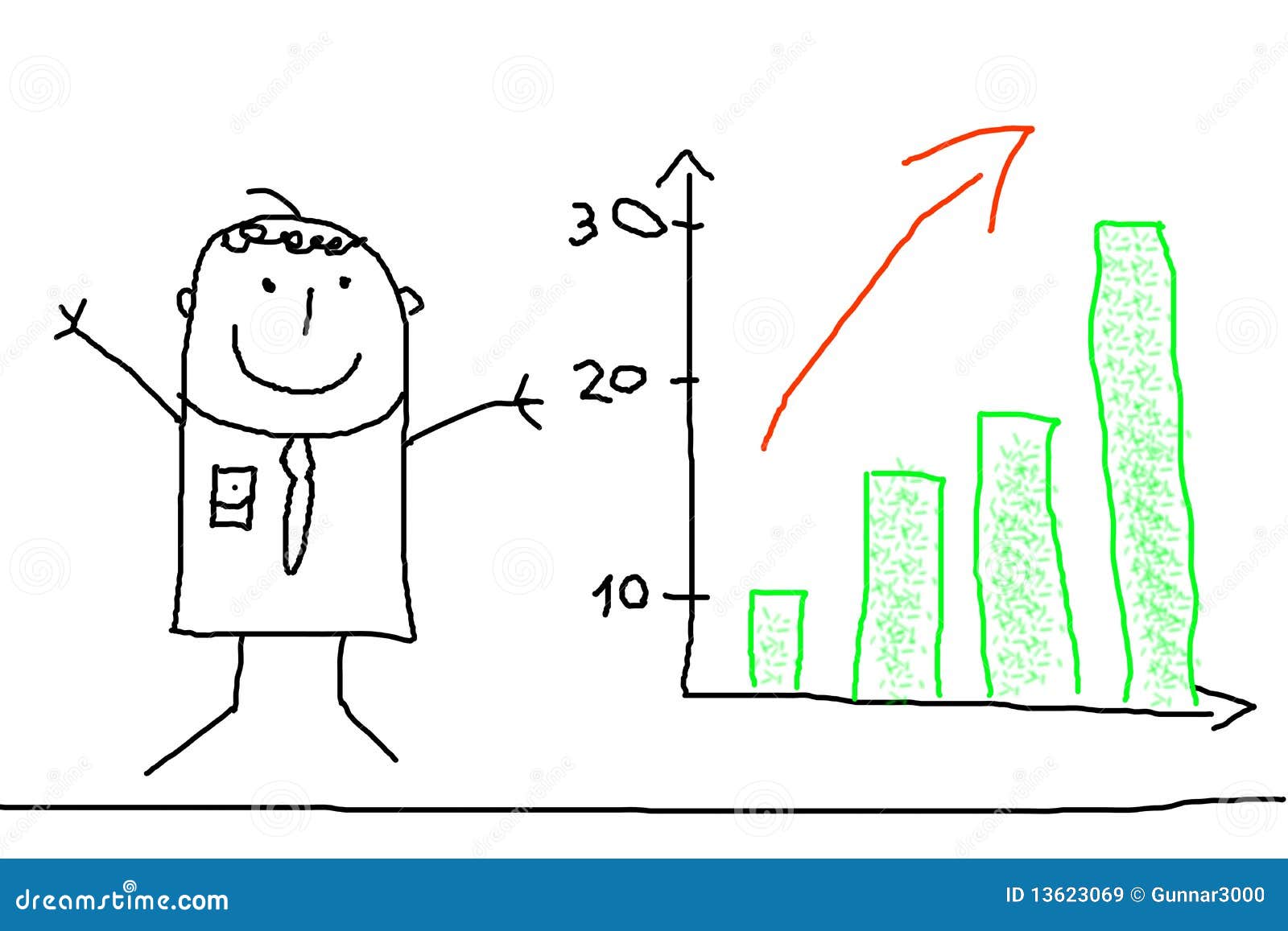 Business man with chart stock illustration. Illustration of graph ...