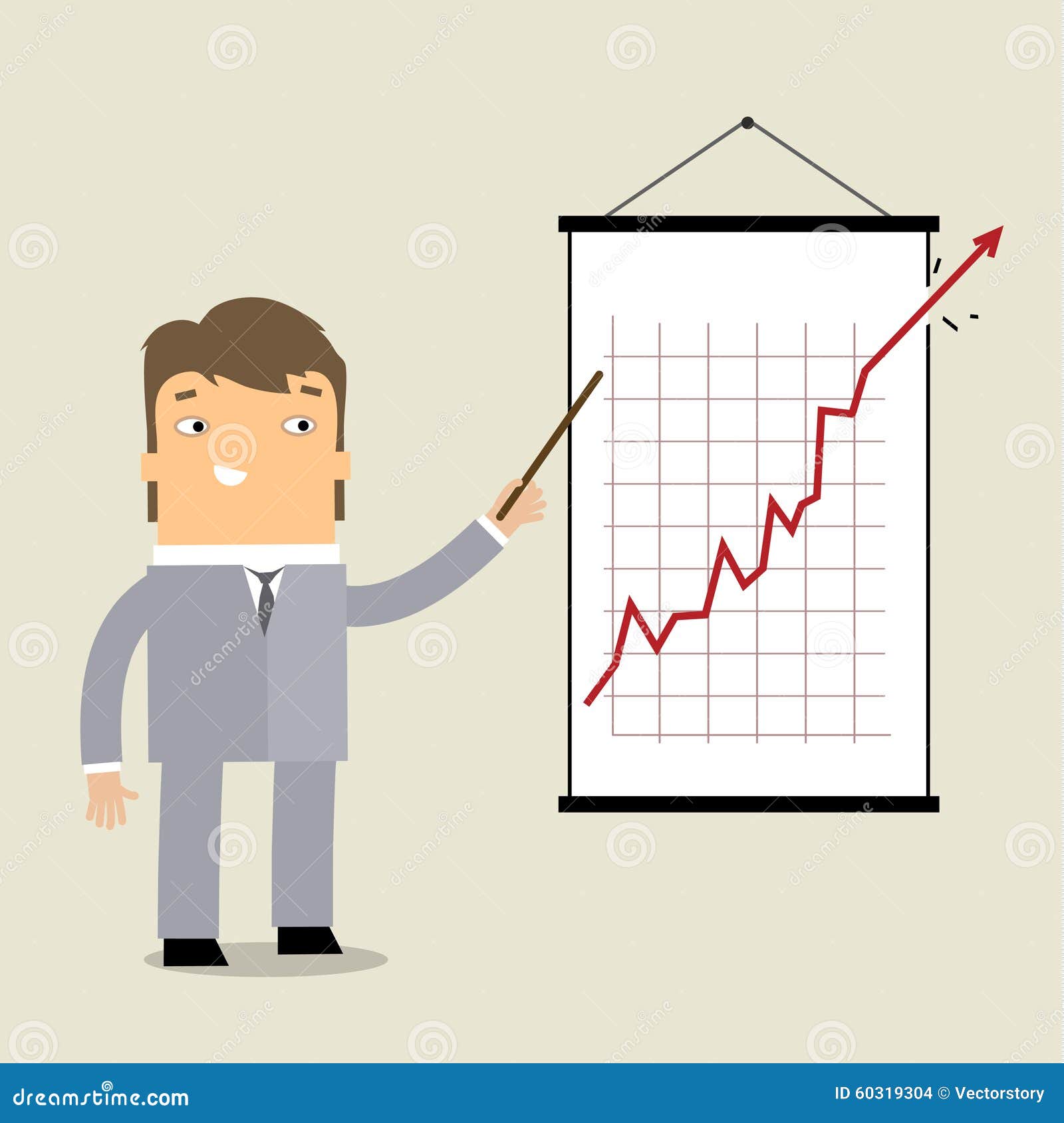 Business man at chart stock vector. Illustration of goal - 60319304