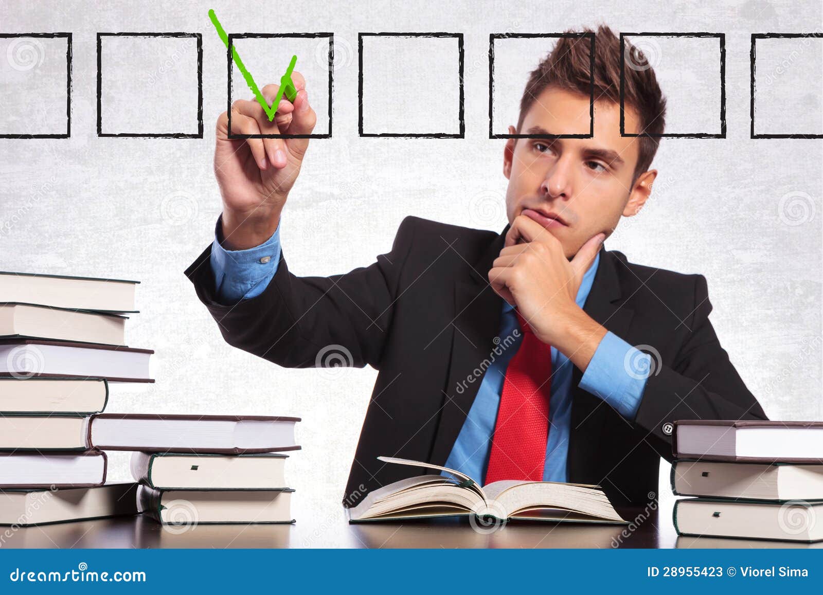 Business Man Checking a List of Books he Read Stock Image - Image of ...