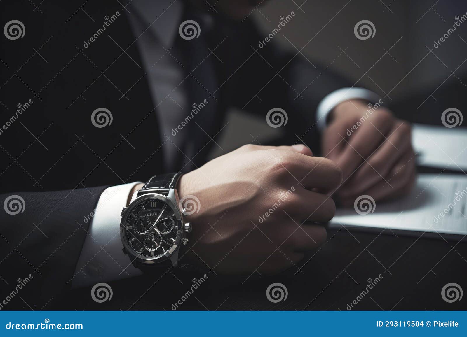 Business Man Checking Time His Watch AI Generated Stock Illustration ...