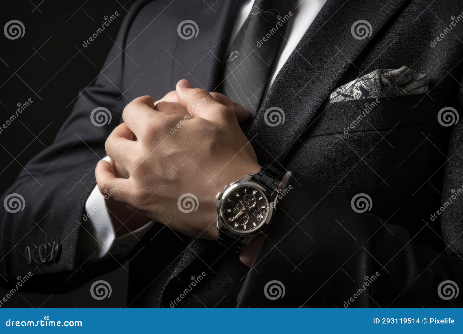 Business Man Checking Time His Watch AI Generated Stock Illustration ...