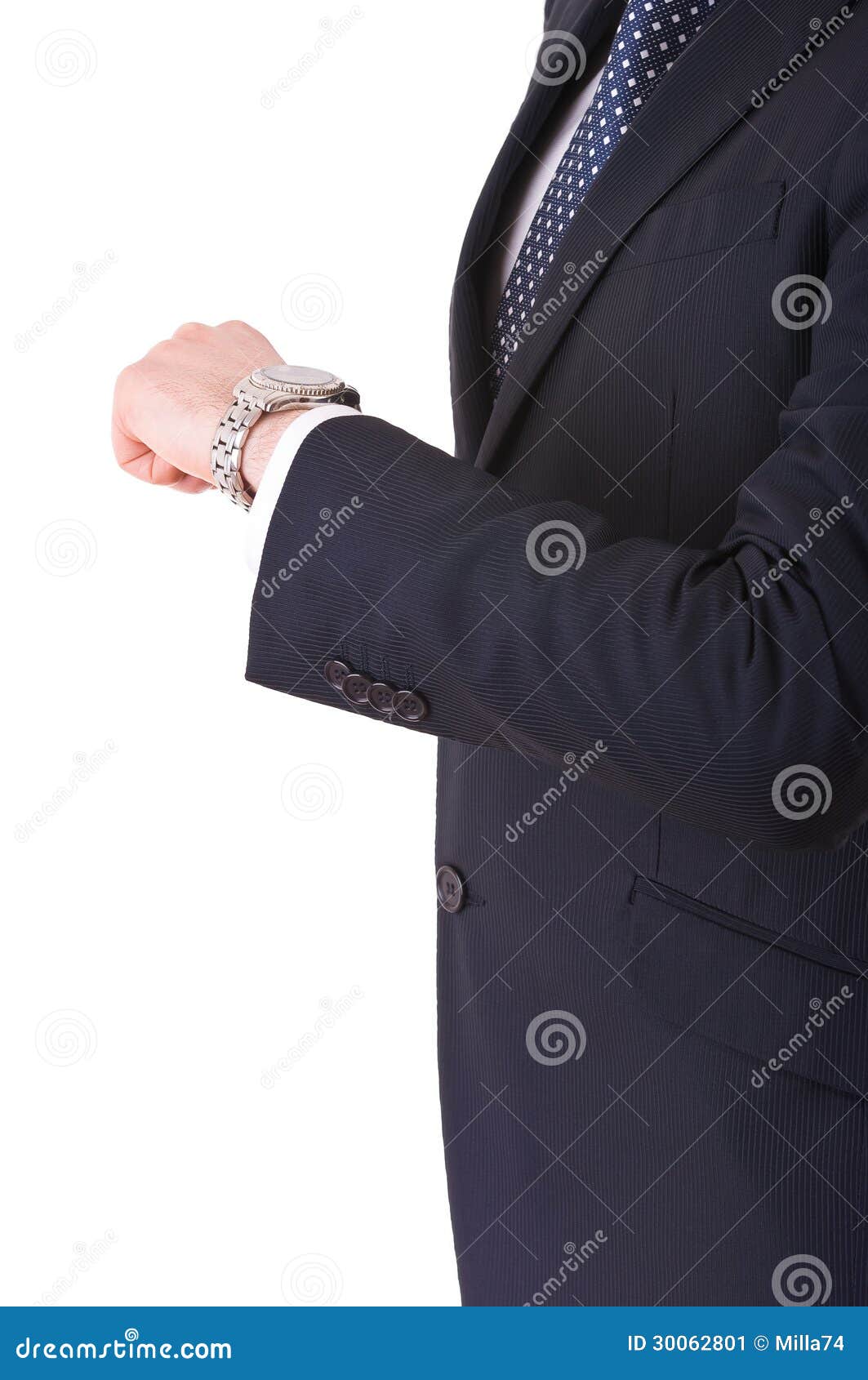 Businessman Checking Time on His Wristwatch. Stock Image - Image of ...