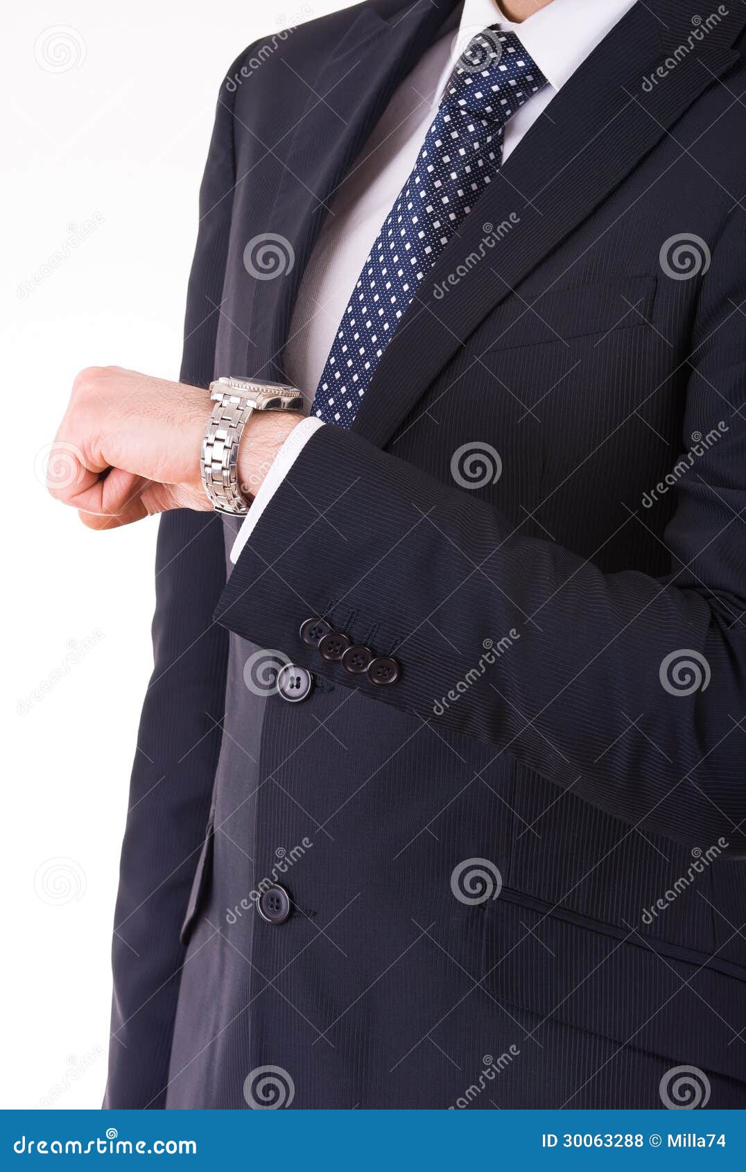 Businessman Checking Time on His Wristwatch. Stock Photo - Image of ...