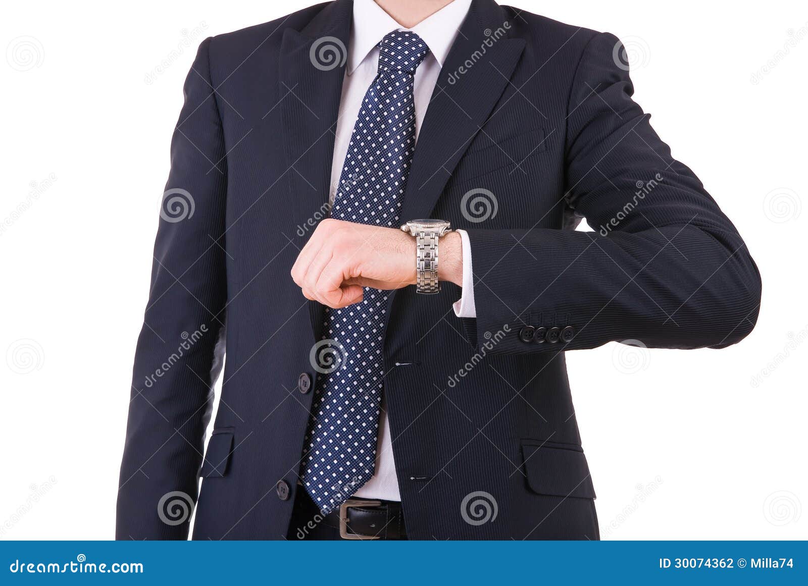 Businessman Checking Time on His Wristwatch. Stock Photo - Image of ...