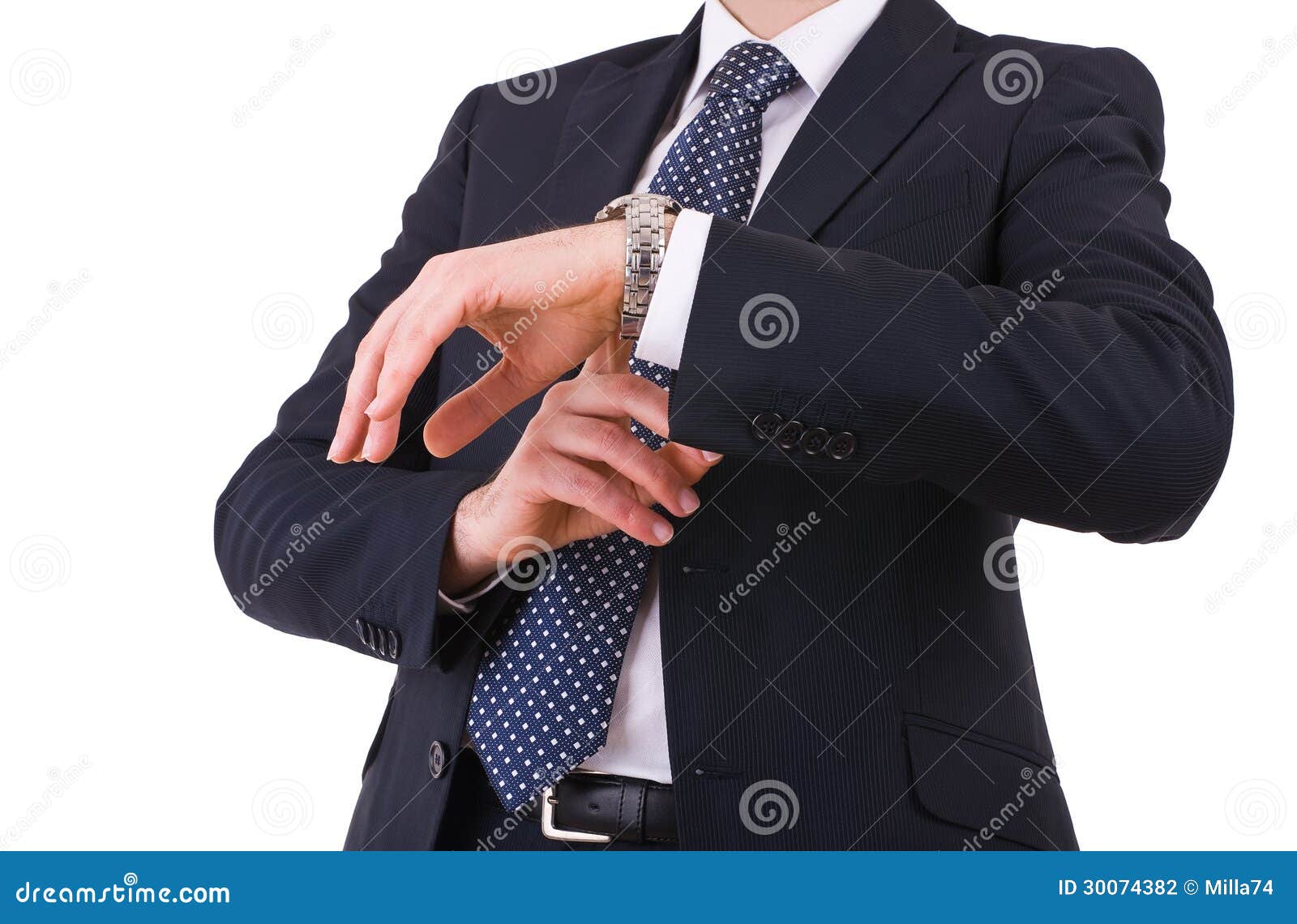Businessman Checking Time on His Wristwatch. Stock Photo - Image of ...
