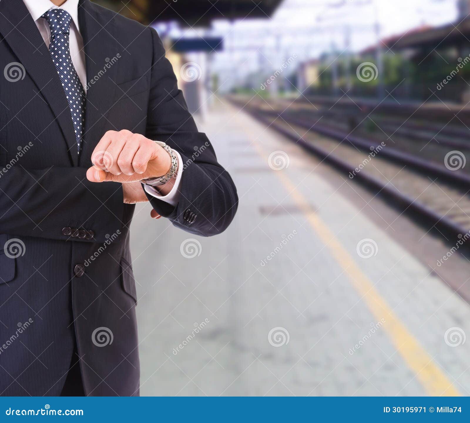 Businessman Checking Time on His Wristwatch. Stock Image - Image of ...