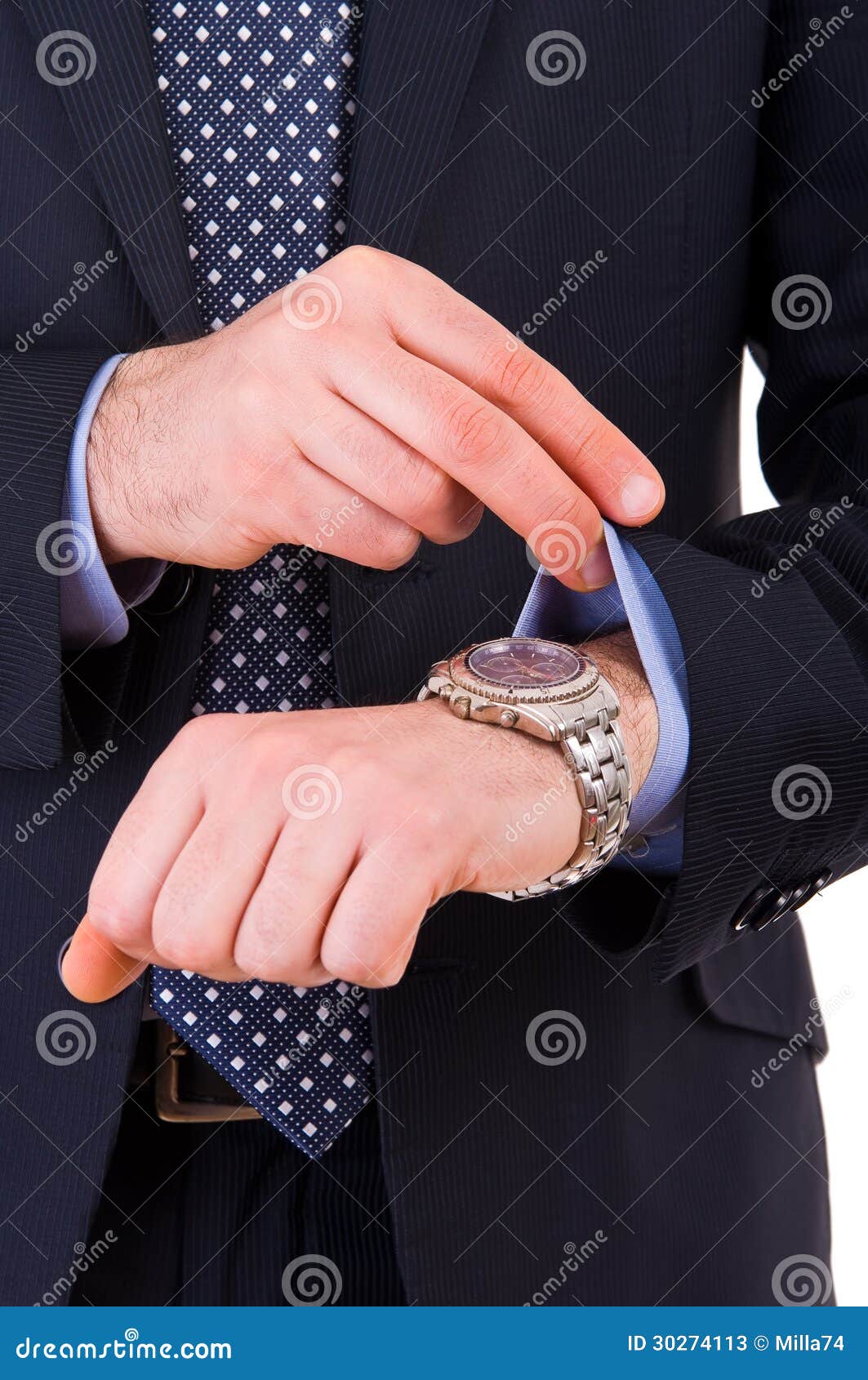 Businessman Checking Time on His Wristwatch. Stock Image - Image of ...