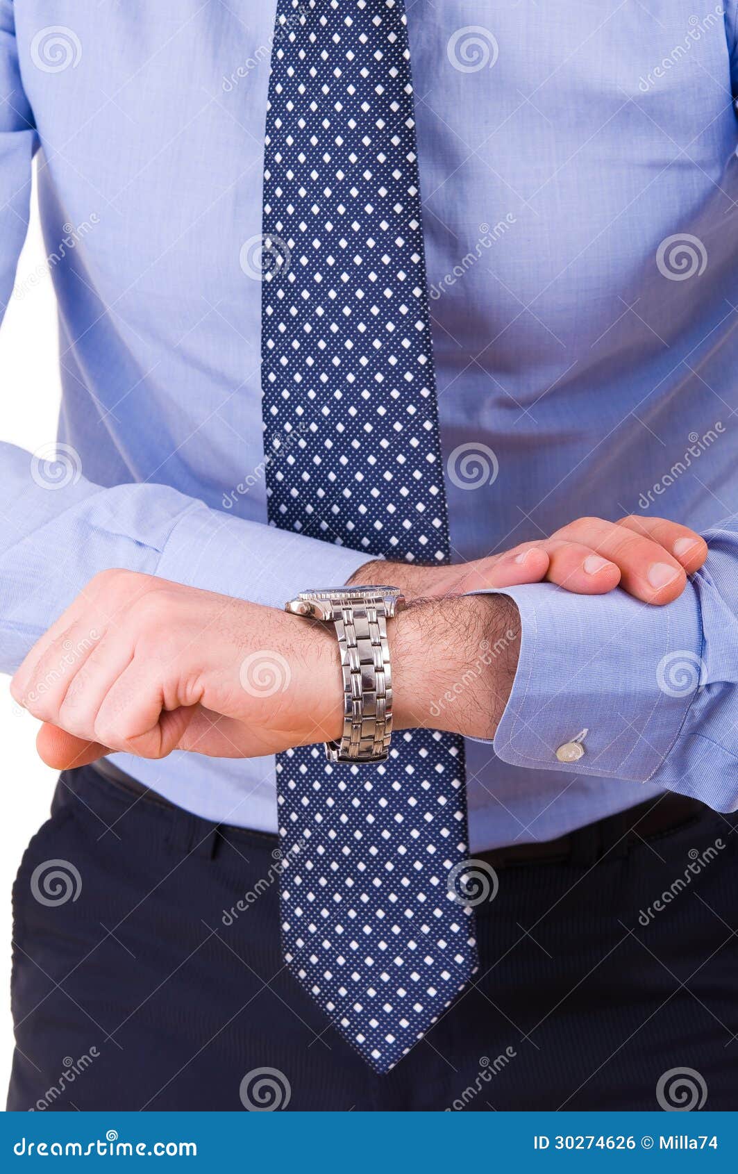 Businessman Checking Time on His Wristwatch. Stock Photo - Image of ...