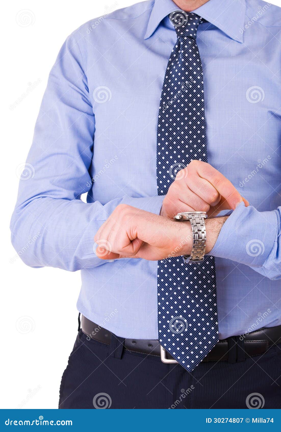 Businessman Checking Time on His Wristwatch. Stock Image - Image of ...