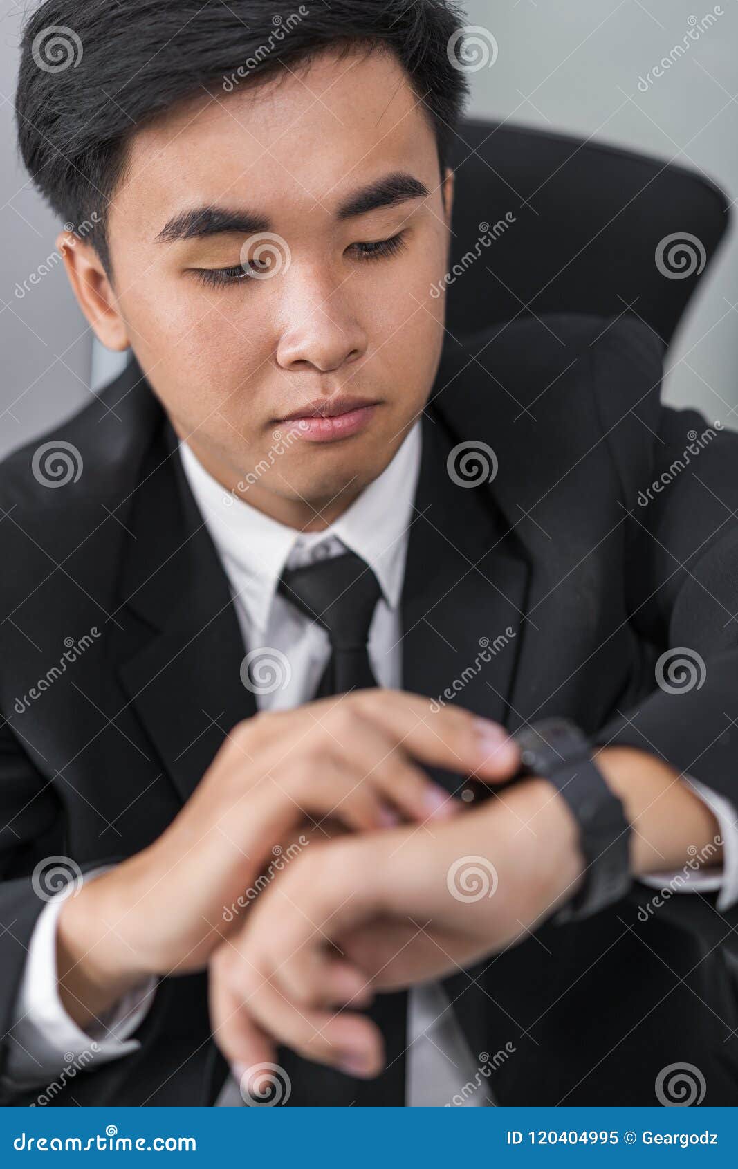 Business Man Checking Time on Smart Watch Stock Image - Image of adult ...