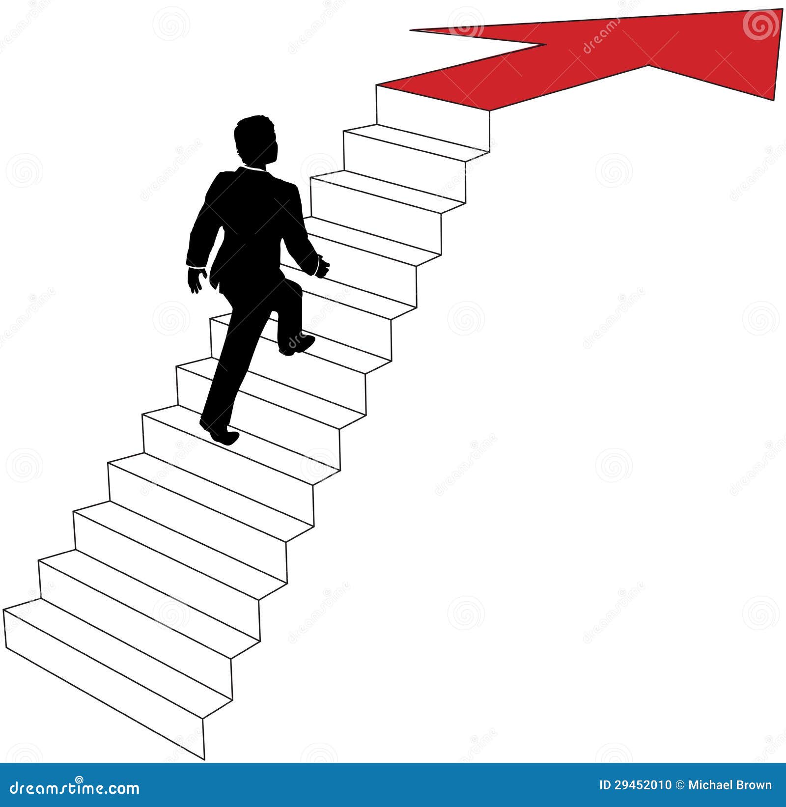 Business Man Climbs Up Arrow Stairs Stock Vector - Illustration of ...