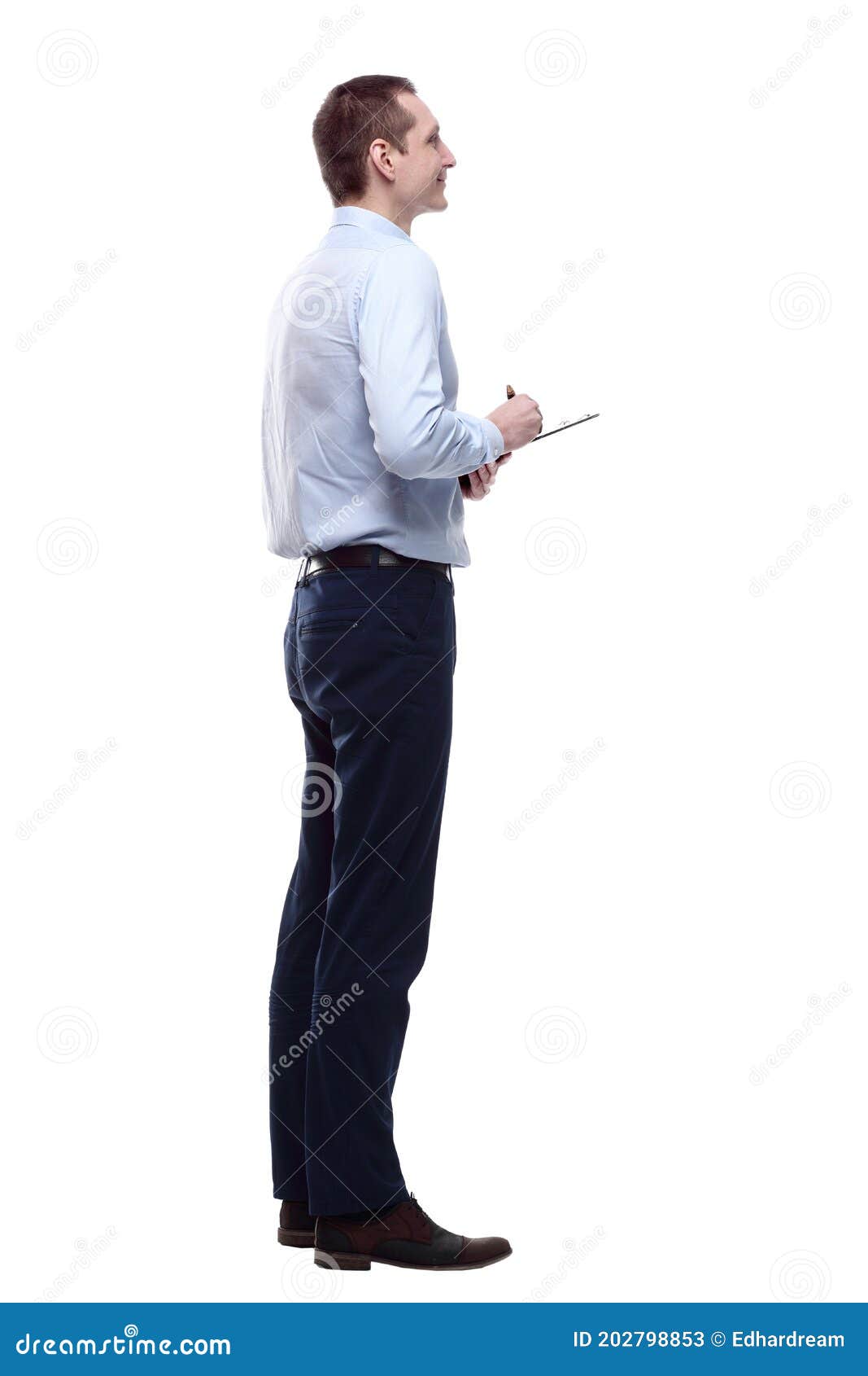 Business Man with Clipboard Looking at White Screen. Stock Image ...