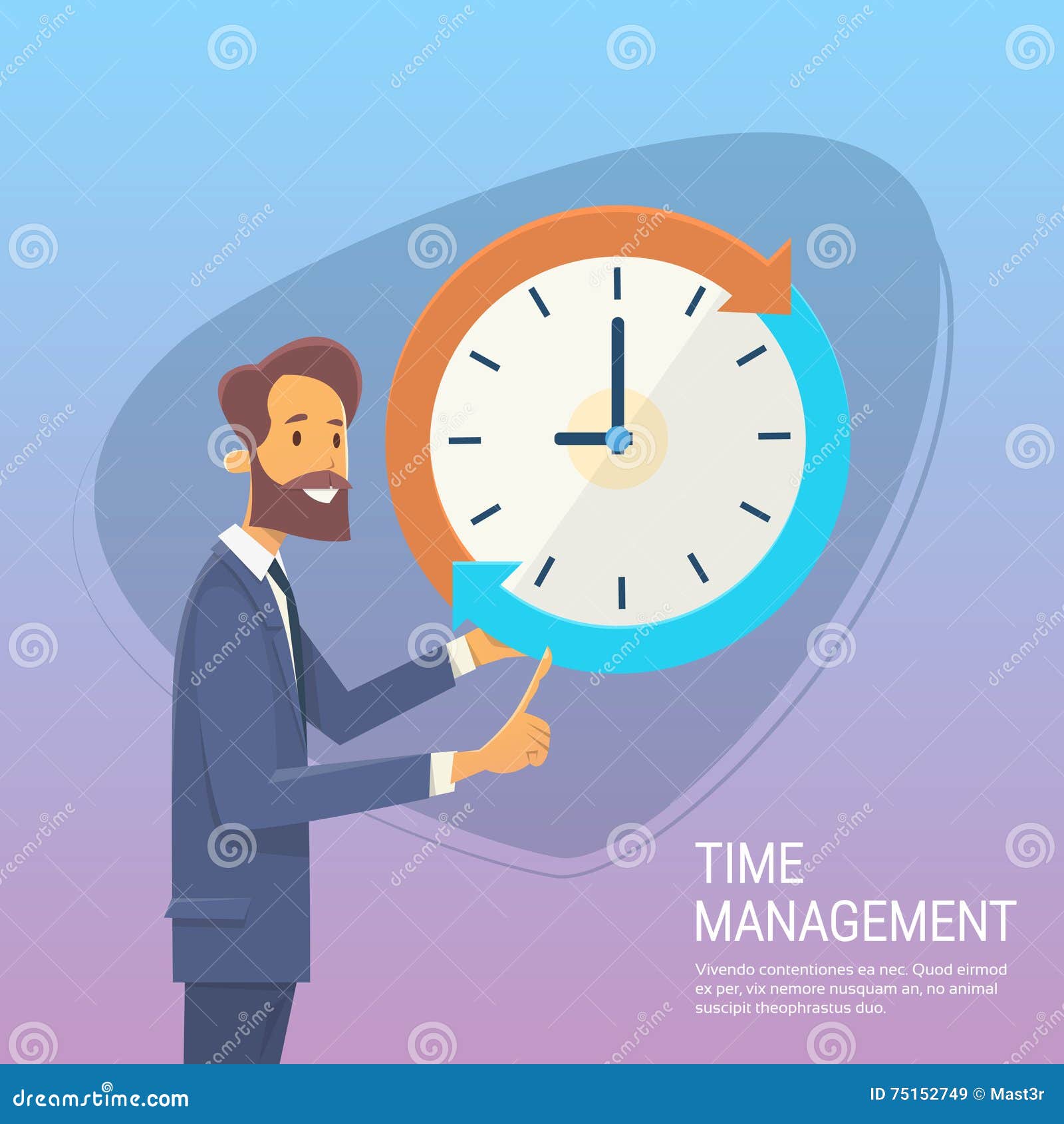 Business Man with Clock Time Management Concept Stock Vector ...