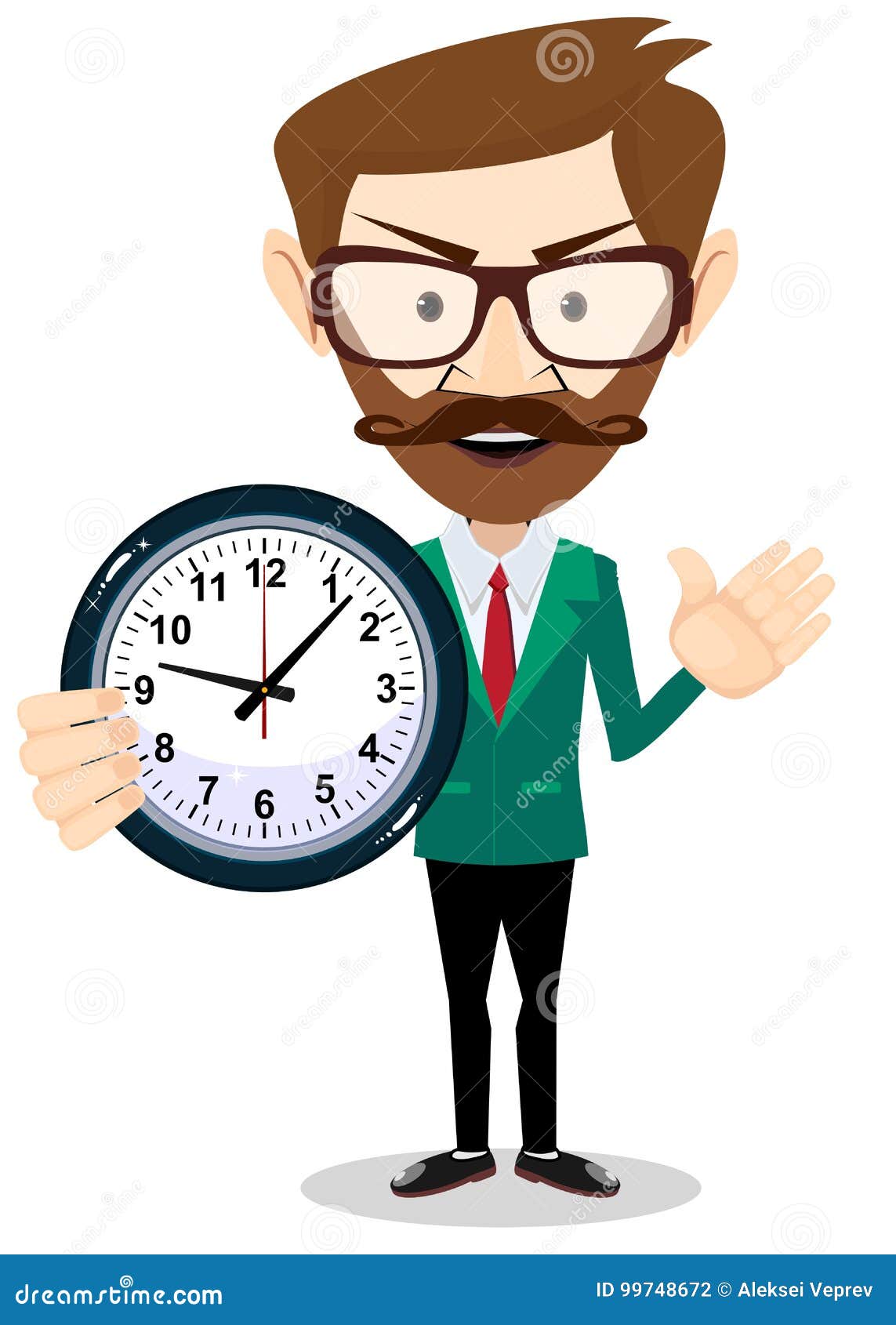 Business Man with Clock. Time Management Concept Stock Vector ...