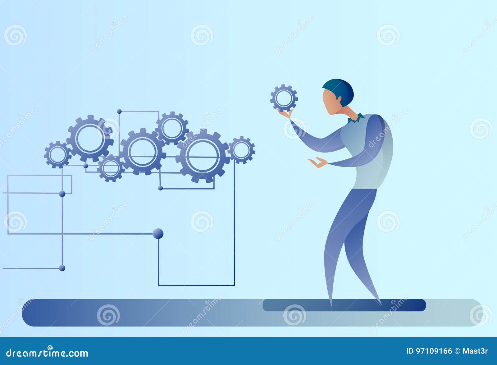 Business Man with Cog Wheel Businessman Brainstorming Process Stock ...