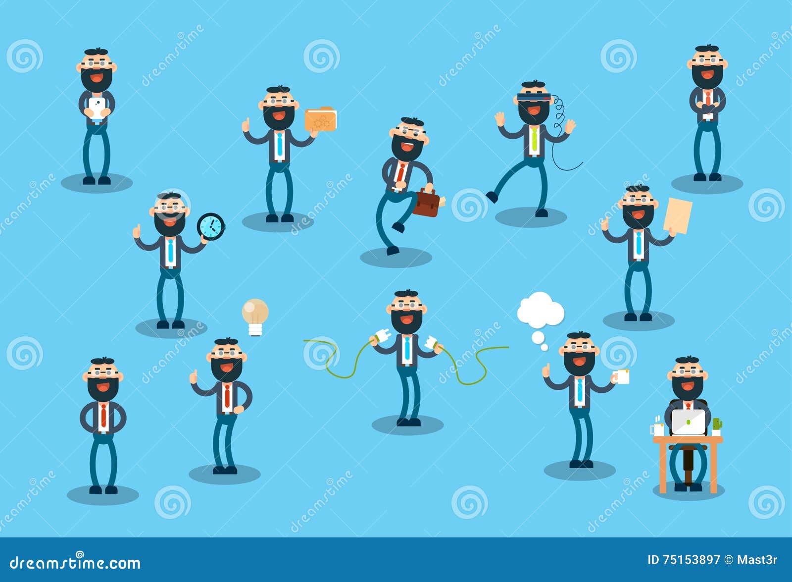 Business Man Collection Cartoon Character Set Stock Vector ...