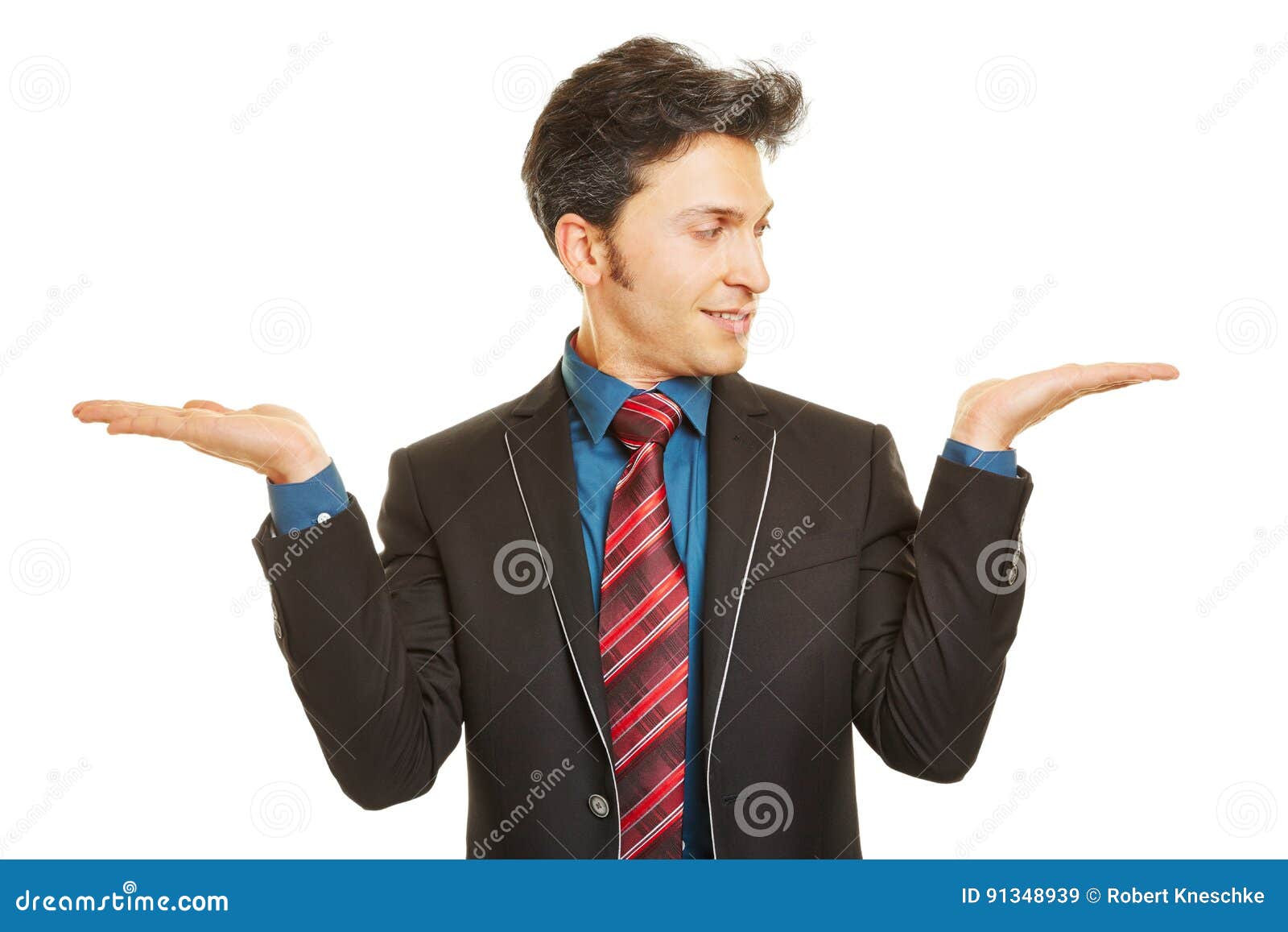 Business Man Comparing Two Products Stock Image - Image of hands ...