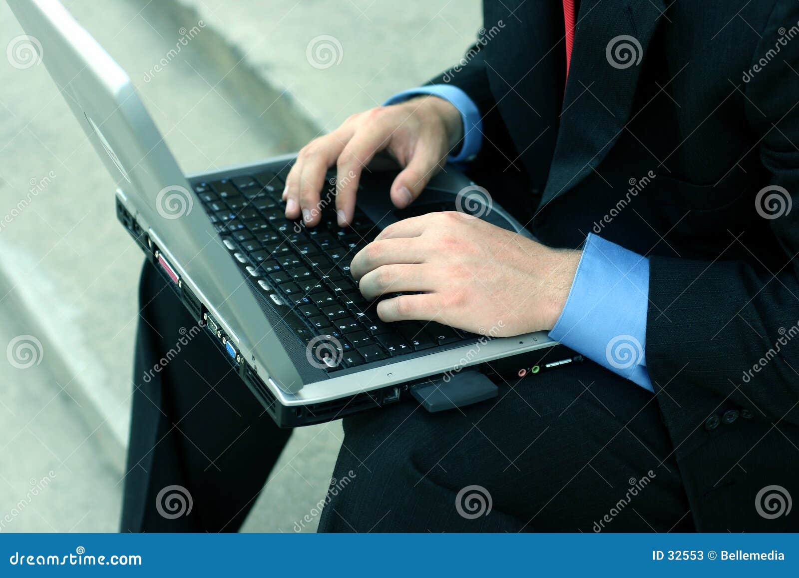 Business Man on the Computer Stock Image - Image of blue, handing: 32553