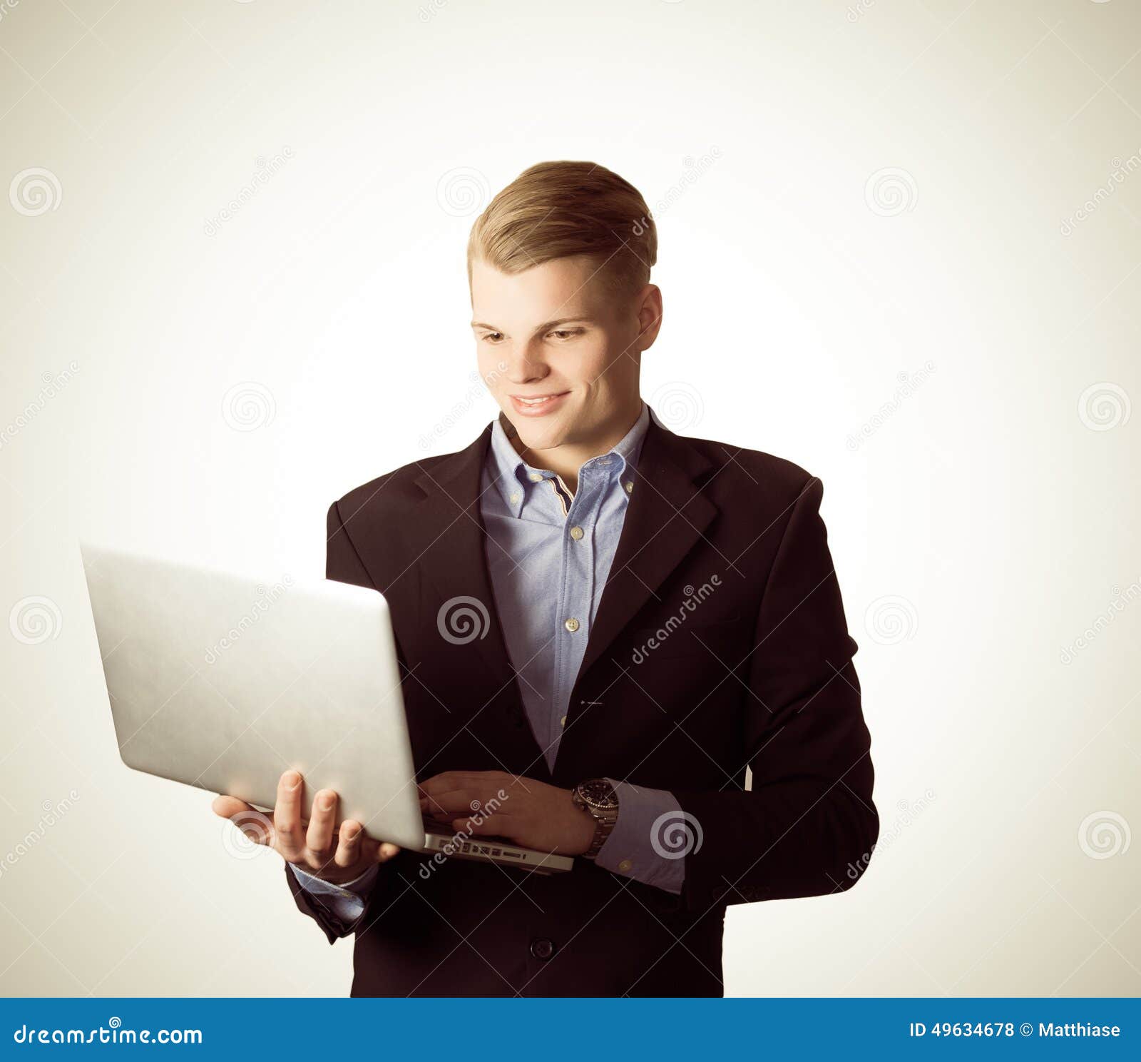 Business man with computer stock photo. Image of confident - 49634678