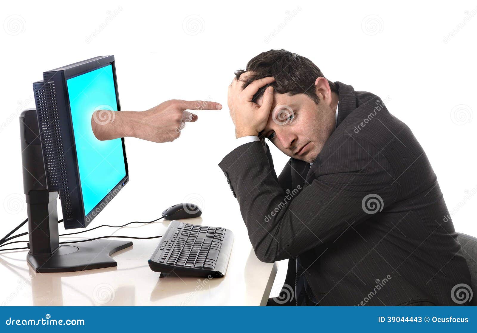 Business Man with Computer in Stress Concept Stock Image - Image of ...