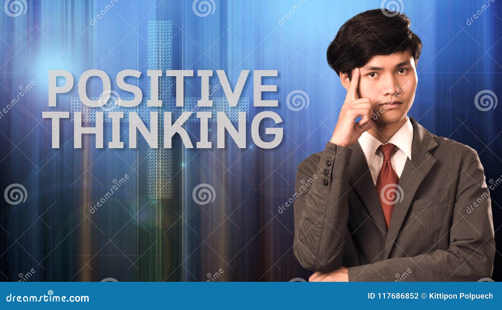 Business Man with Concept of Positive Thinking Stock Photo - Image of ...