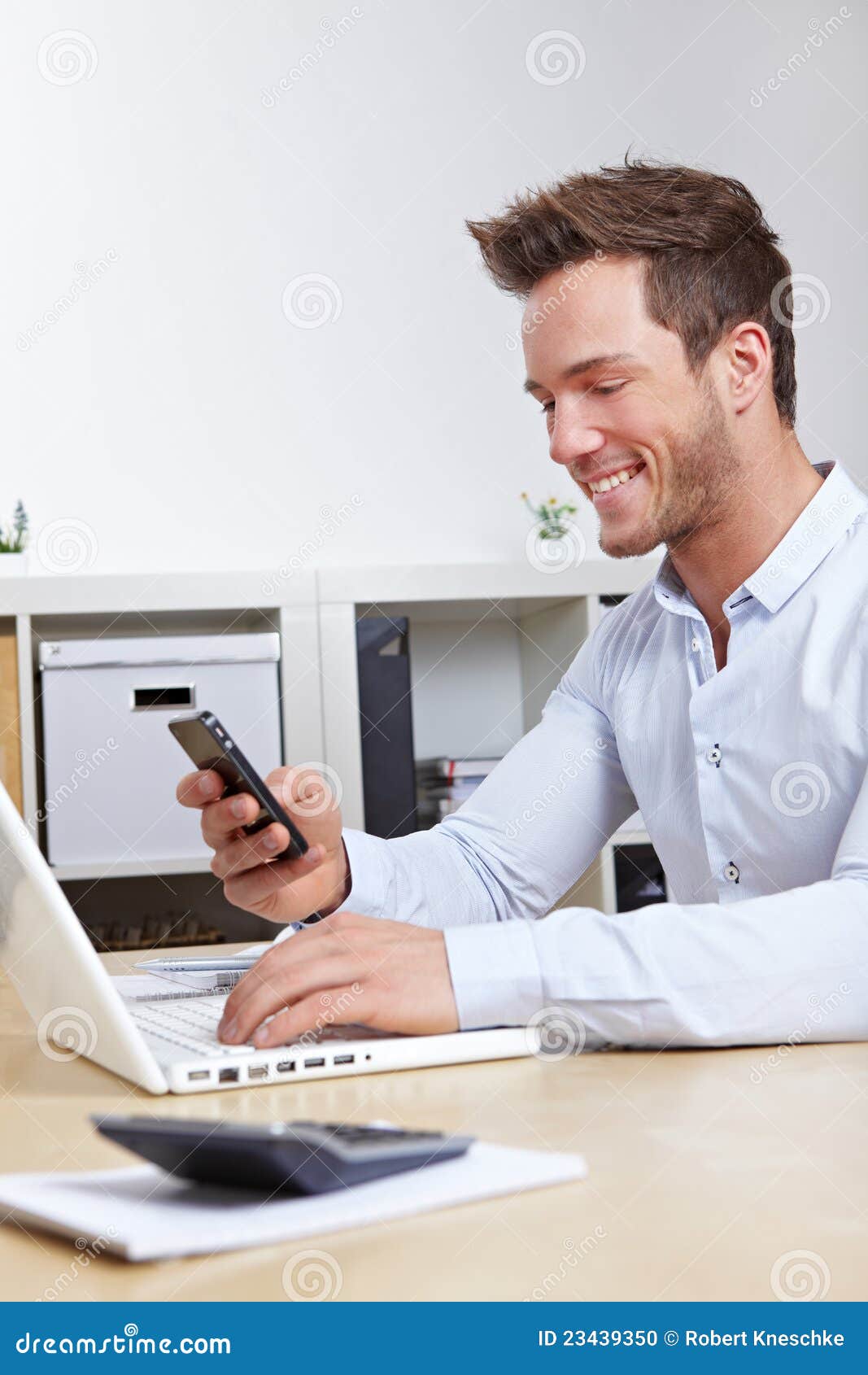 Business Man Connecting Cell Phone Stock Photo - Image of learn, call ...