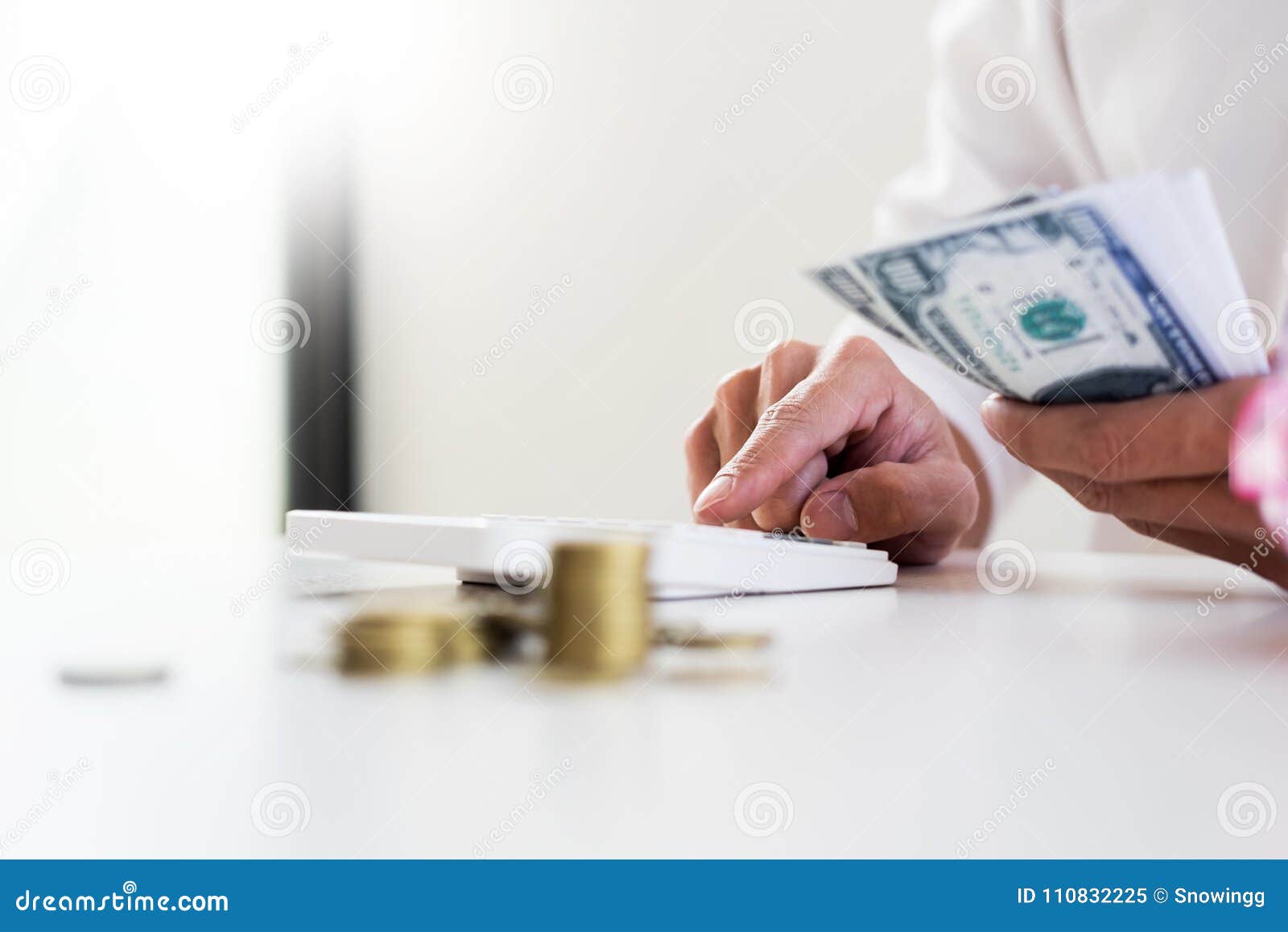 Business Man Counting Money at the Table, Accounting Concept. Stock ...