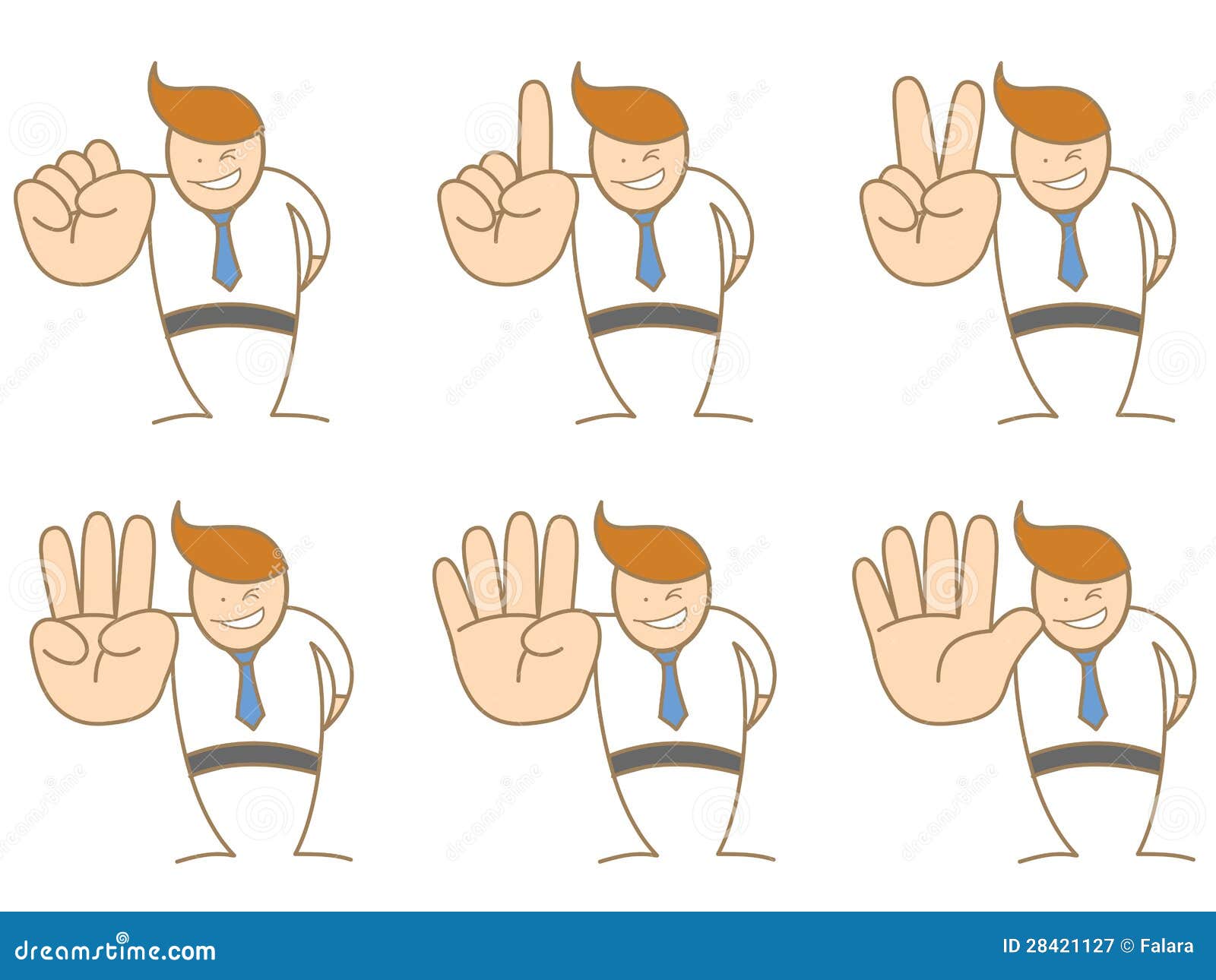 Business Man Counting Number Zero To Five Stock Vector - Illustration ...