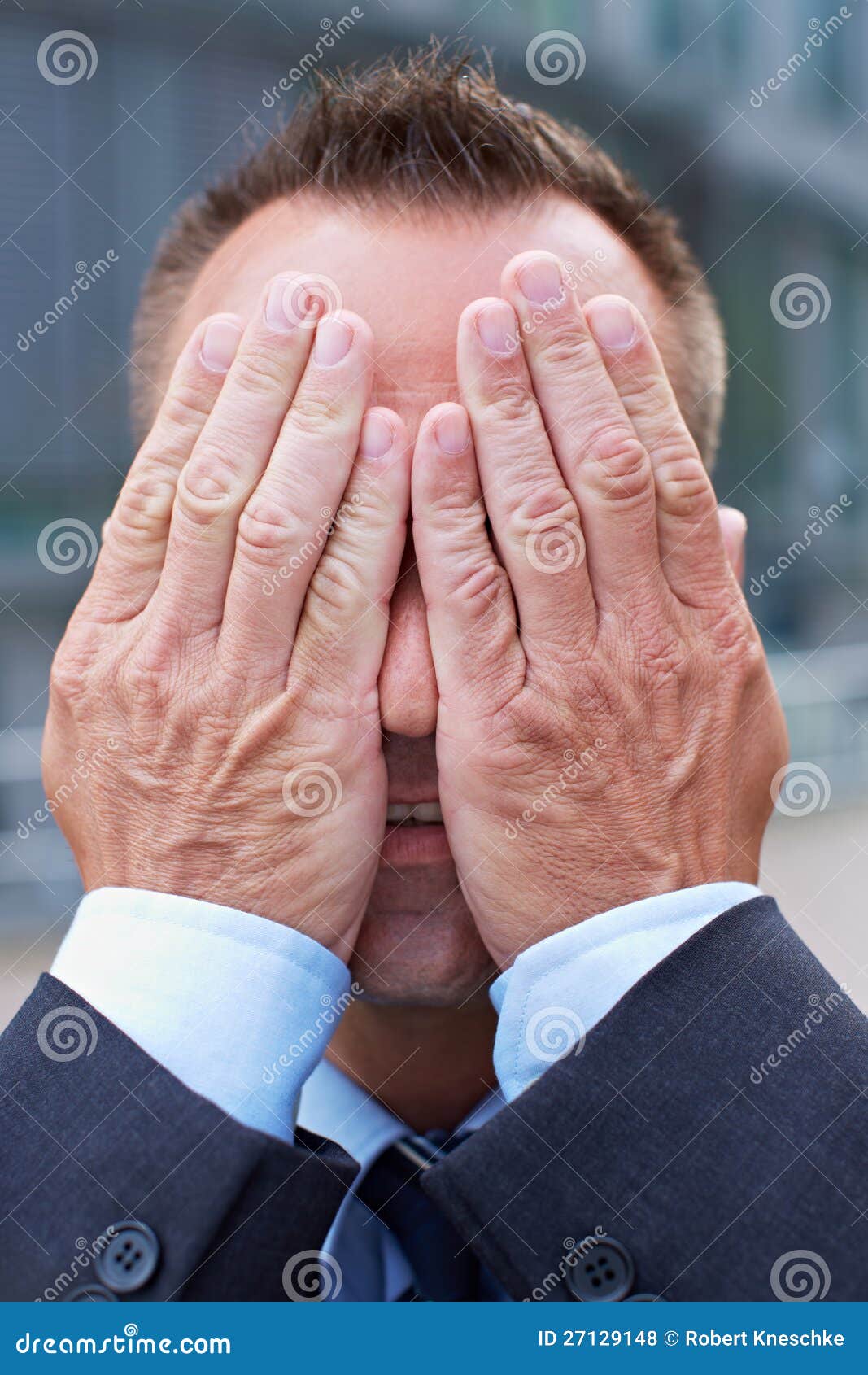 Business Man Covering His Face Stock Photo - Image of afraid, fatigue ...