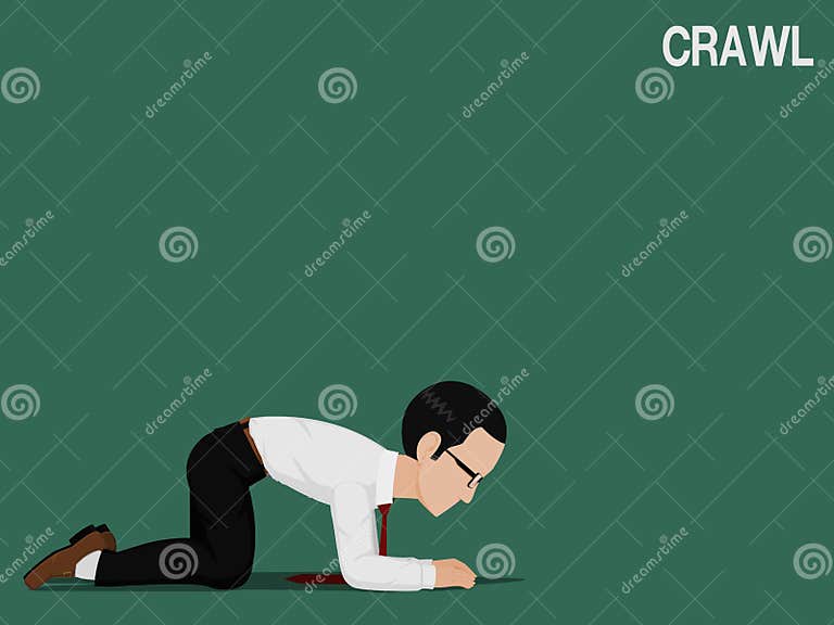 A Business Man is Crawling on the Ground Stock Vector - Illustration of ...