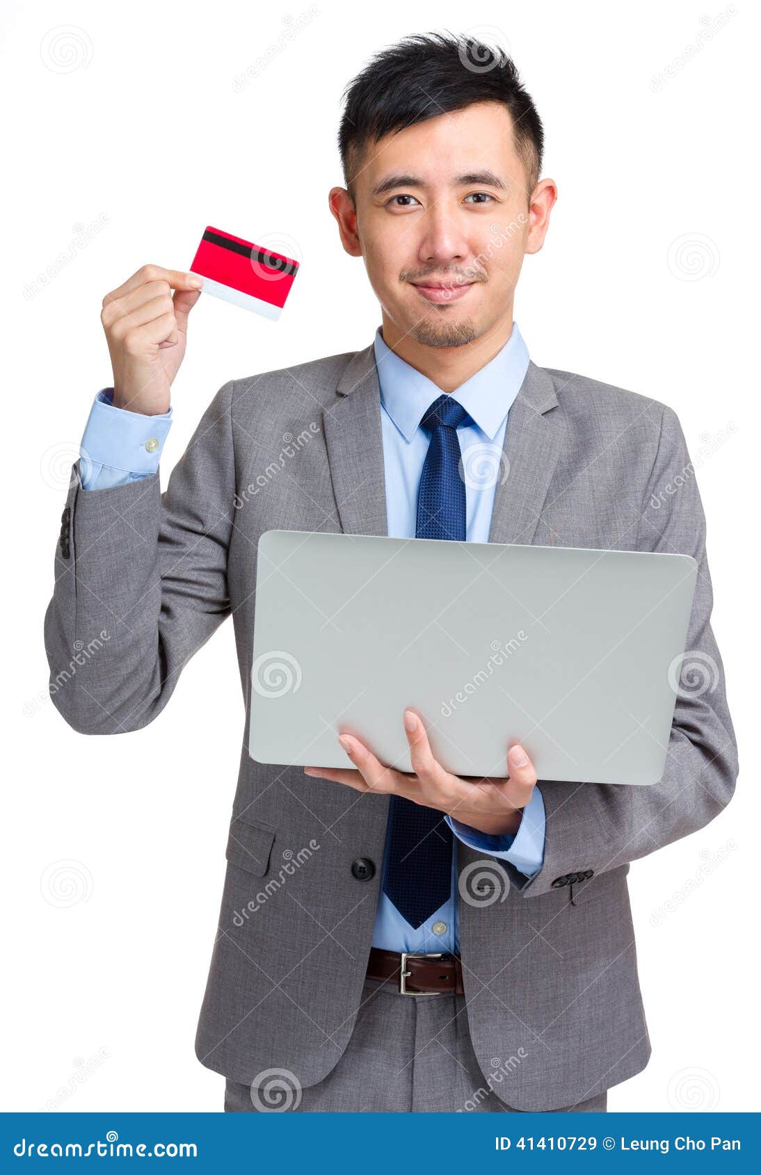 Business Man with Credit Card and Computer Stock Image - Image of ...