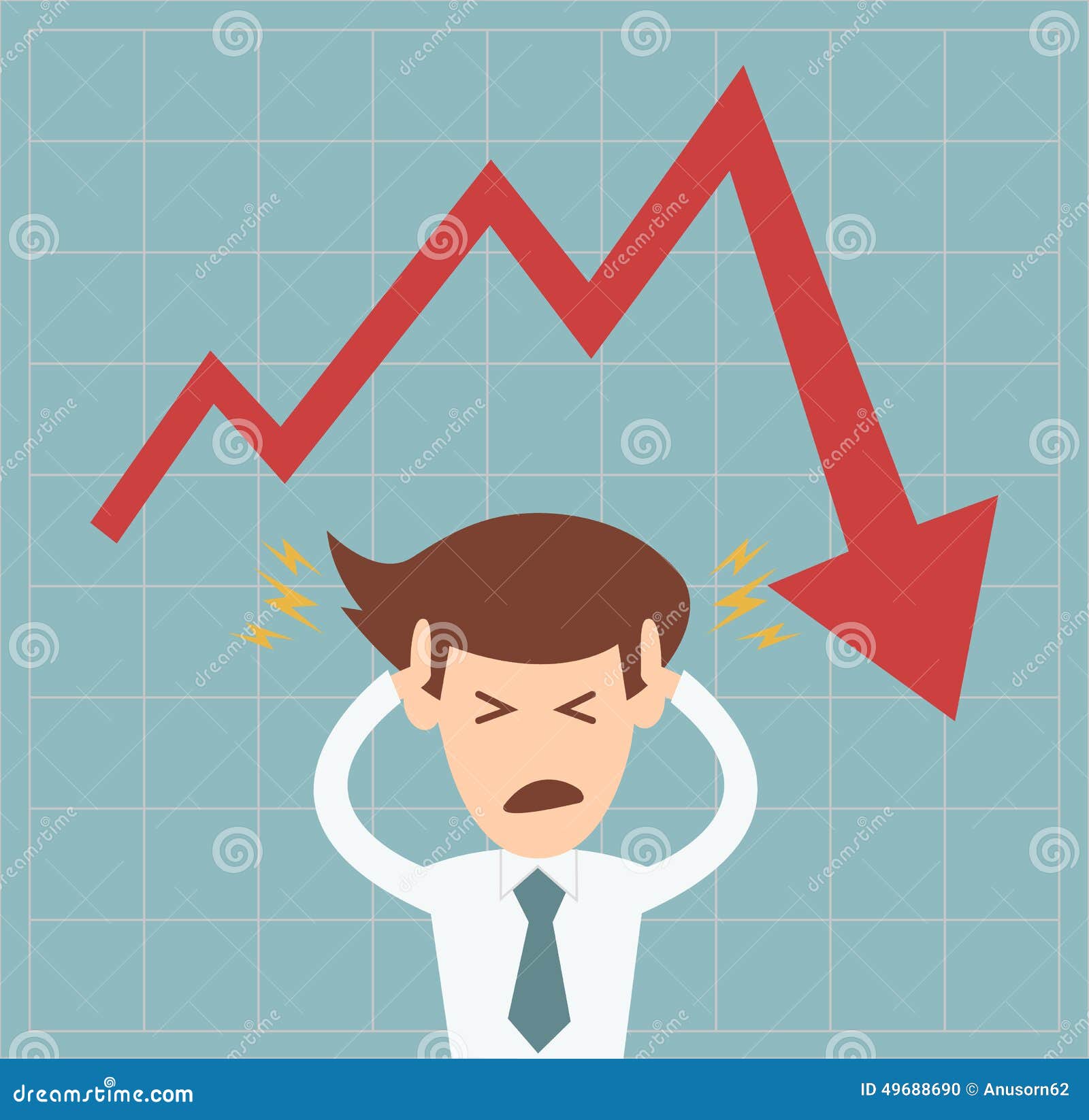Business Man in Crisis of Graph Falling Down Concept Stock Vector ...